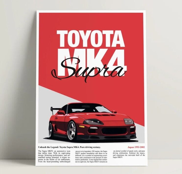 POSTER Toyota Supra Poster, Supra MK4, Supra MKIV Wall Decor, JDM Car ...