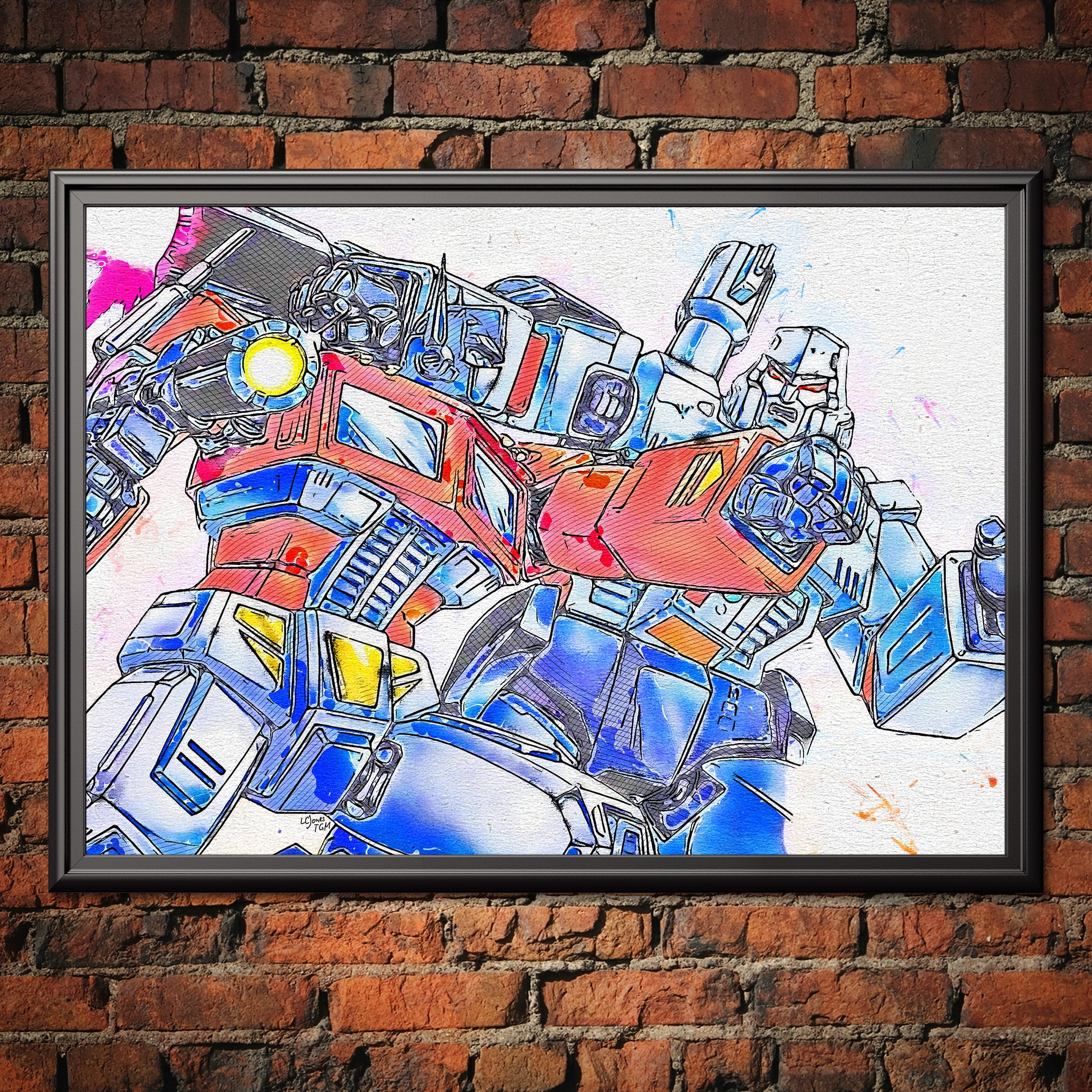 POSTER Transformers Optimus Prime Versus Megatron Line Drawing Sketch ...