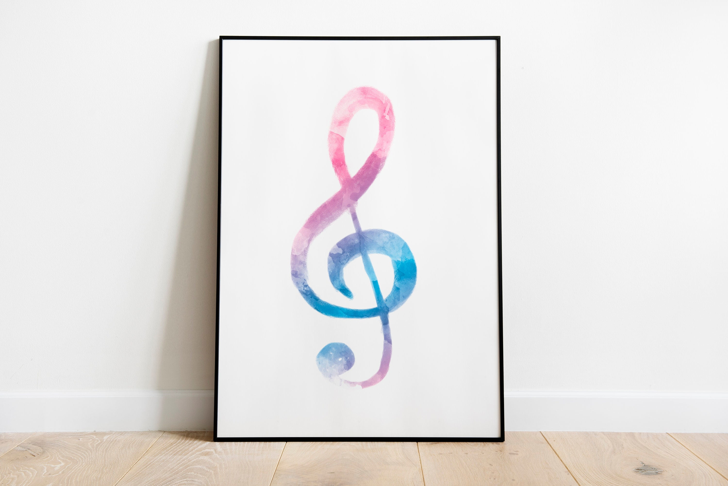 POSTER Treble Clef Wall Art, Watercolor Music Decor Poster, Nursery ...