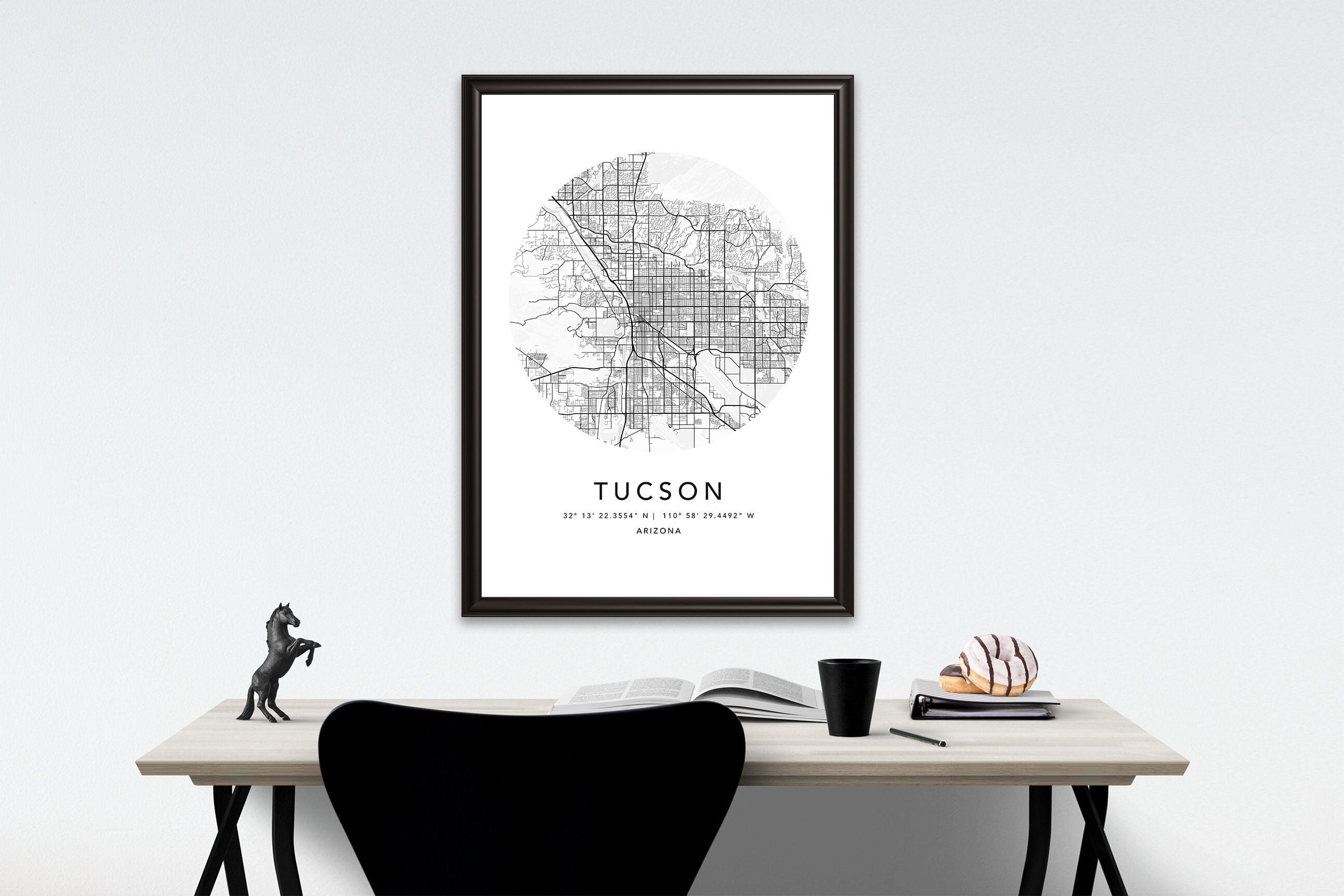 POSTER Tucson Map Print Wall Art Poster United States Map Print Black ...