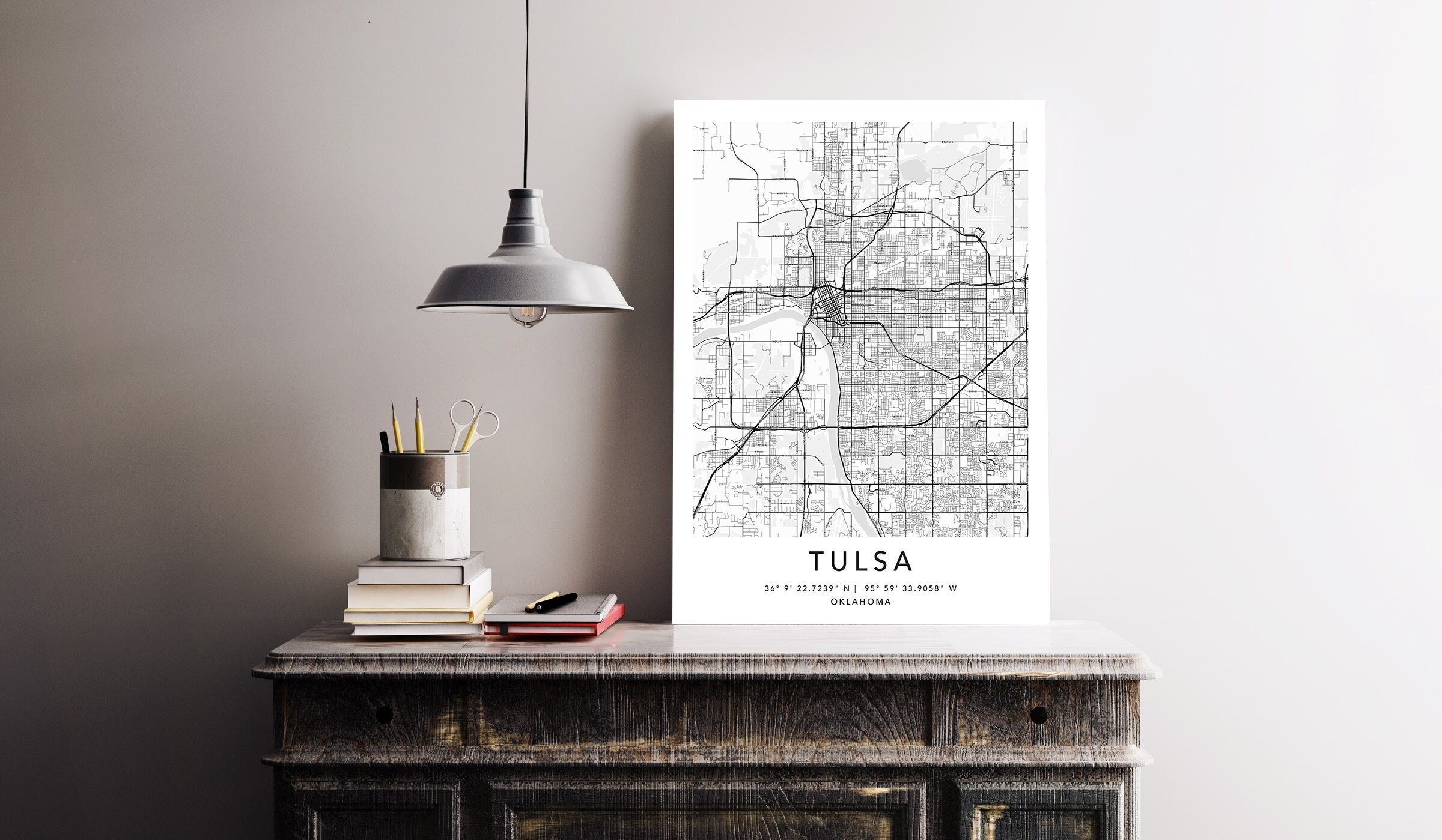 POSTER Tulsa Map Print Wall Art Poster United States Map Print Black ...