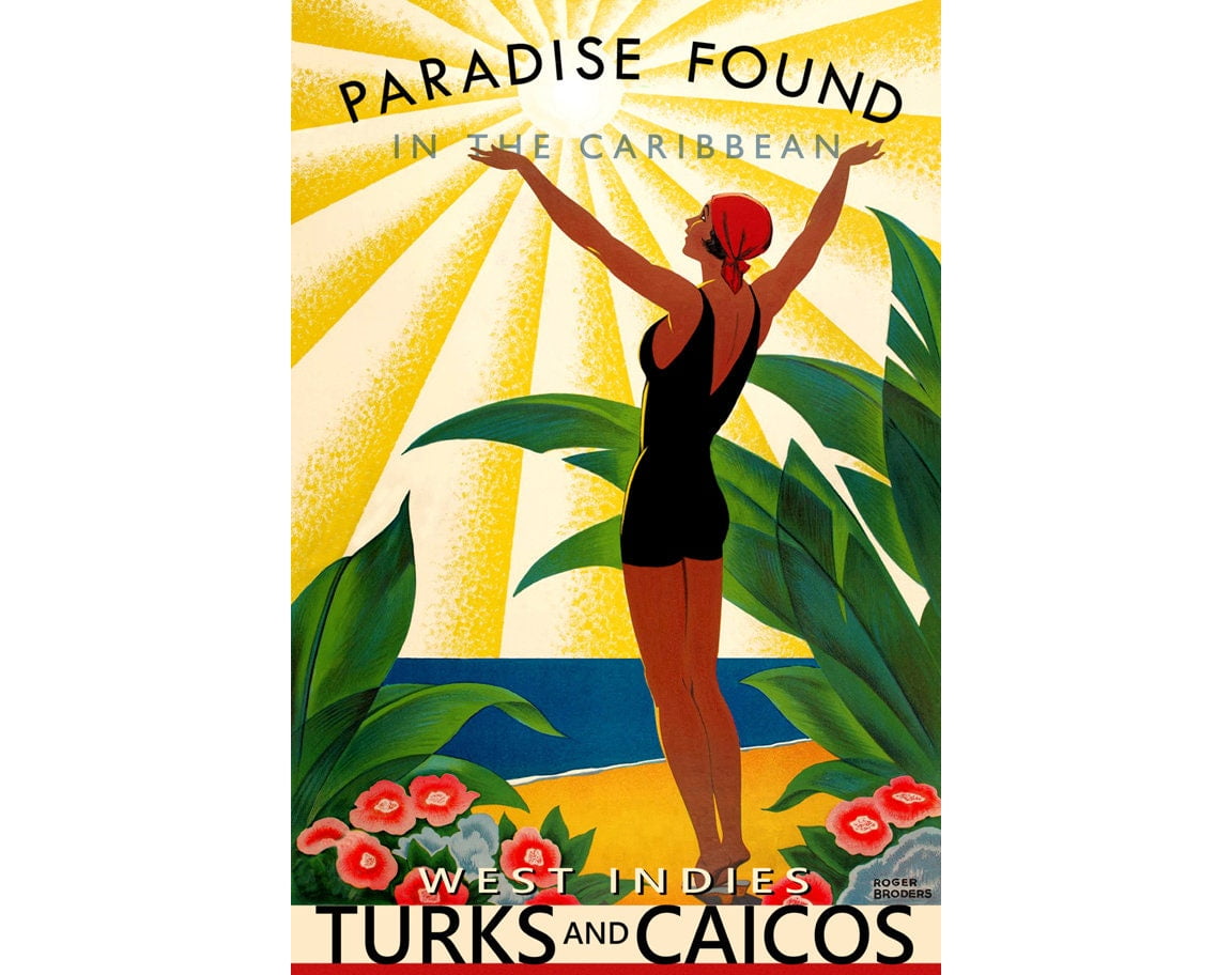POSTER Turks and Caicos West Indies Caribbean Tropical Travel Poster ...