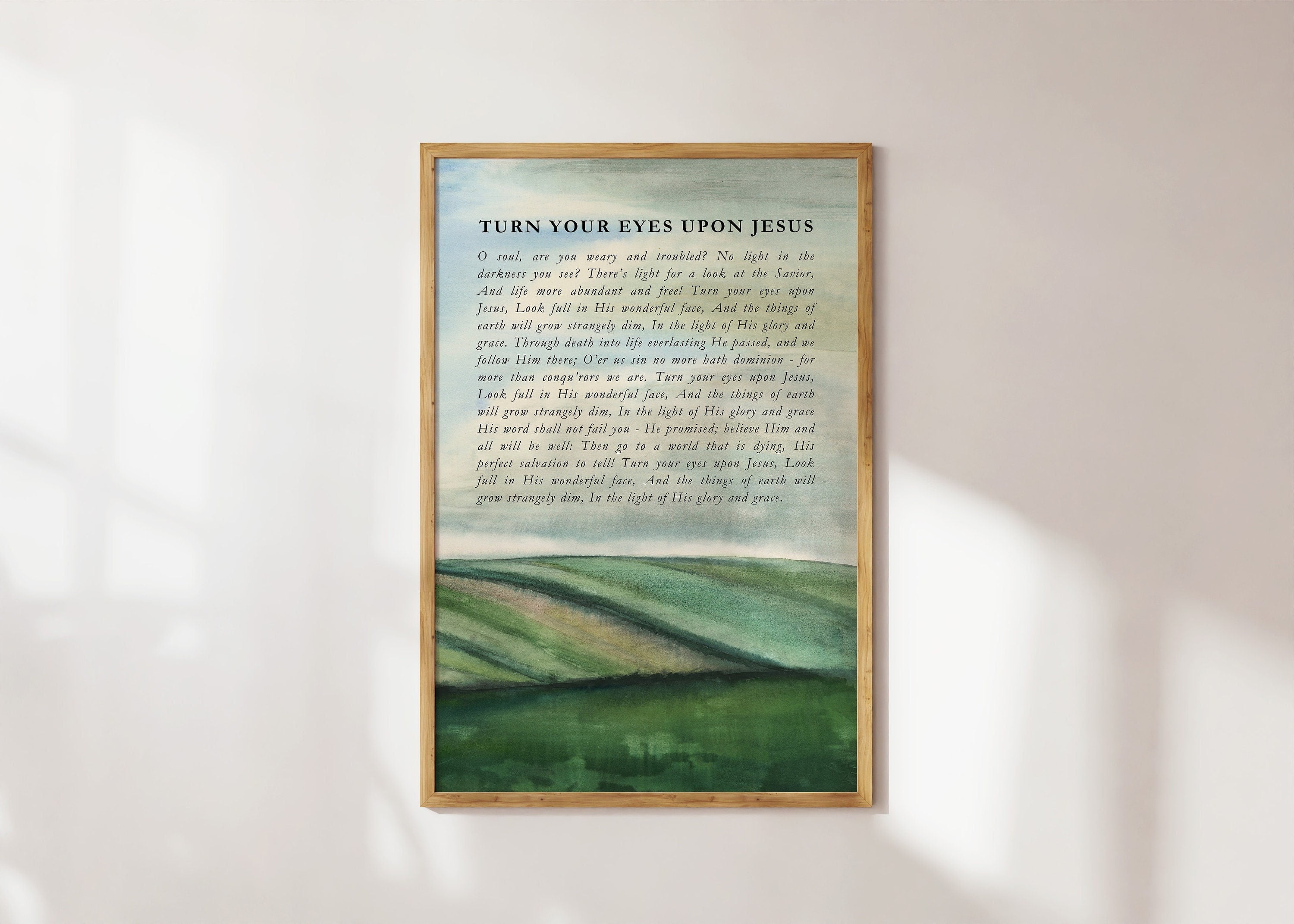 POSTER Turn Your Eyes Upon Jesus, Vintage Christian Wall Art Colorful ...