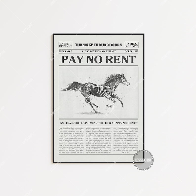 POSTER Turnpike Troubadours Retro Newspaper Print, Pay No Rent Poster ...