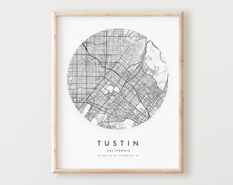 POSTER Tustin Map Print, Tustin Map Poster City Wall Art, Ca Road Map ...