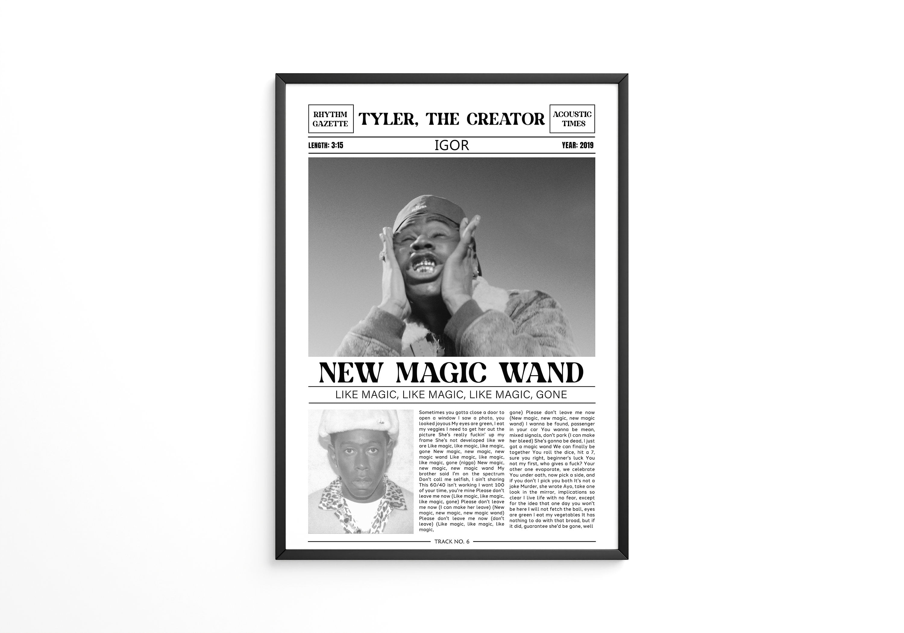POSTER Tyler, The Creator Retro Newspaper Print / New Magic Wand Poster ...