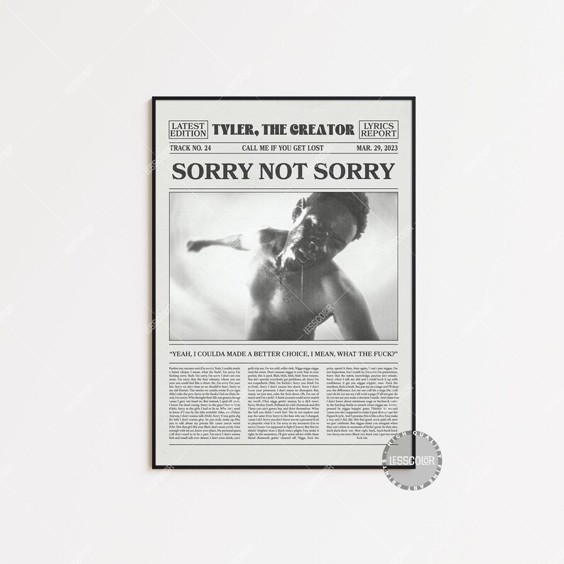 POSTER Tyler, The Creator Retro Newspaper Print, SORRY NOT SORRY Poster ...