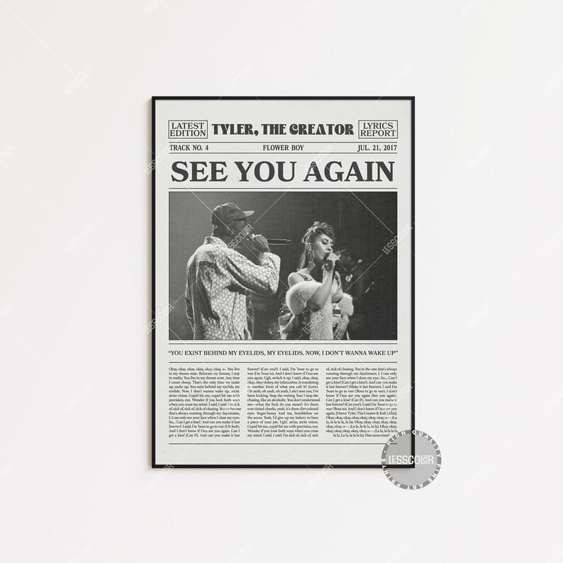 POSTER Tyler, The Creator Retro Newspaper Print, See You Again Poster ...