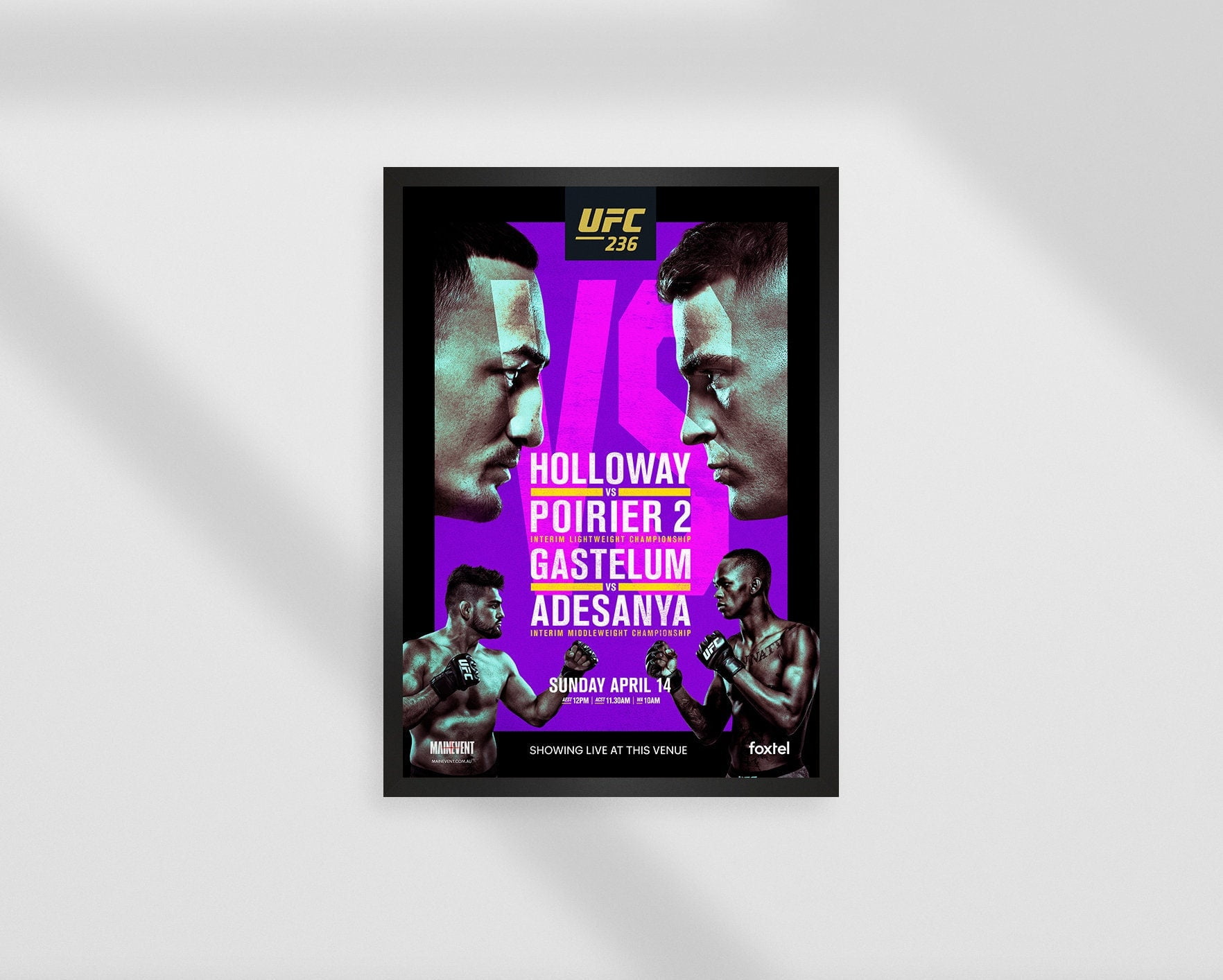 POSTER UFC 236 Poster Holloway VS Poirier 2 Fight Event Art Print Max ...