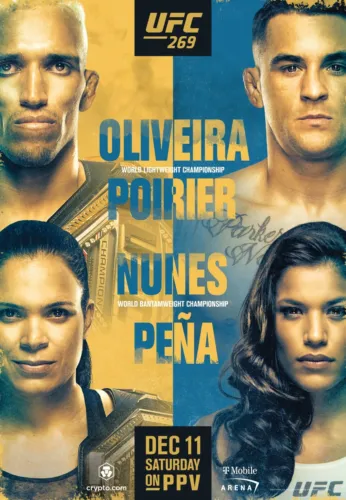 POSTER UFC 269 Fight Poster - Oliveira vs Poirier | Nunes vs Peña | NEW ...