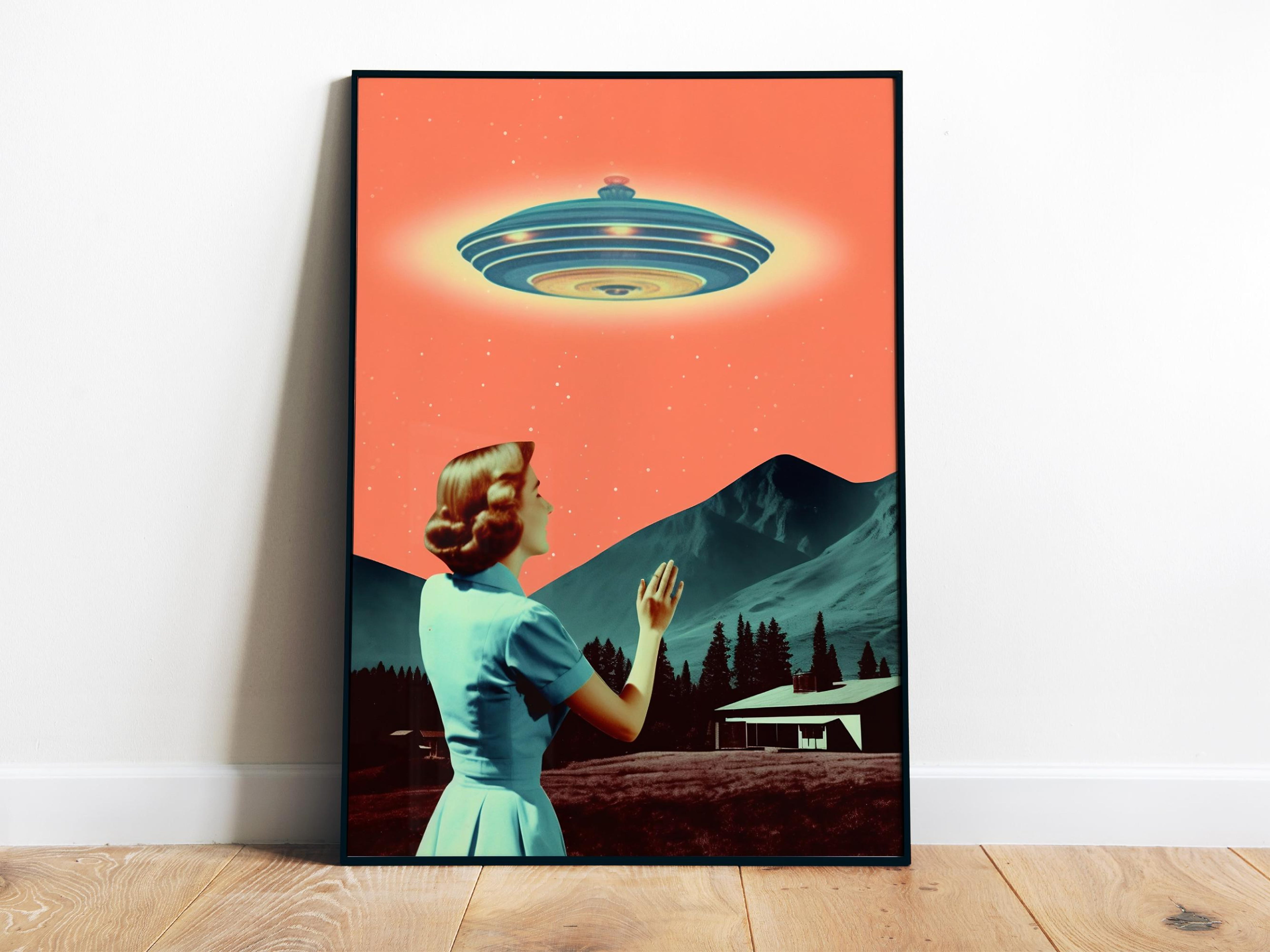 POSTER UFO Abduction Art Alien Art Print UFO Wall Decor Vintage Sci fi ...