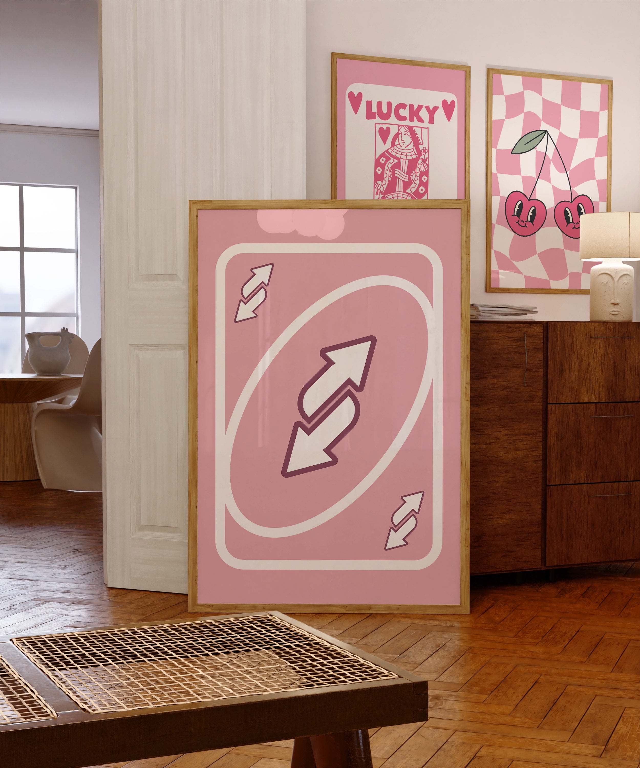 POSTER UNO Card Print Pink Wall Art Retro Wall Art 70's Wall Art Trendy ...