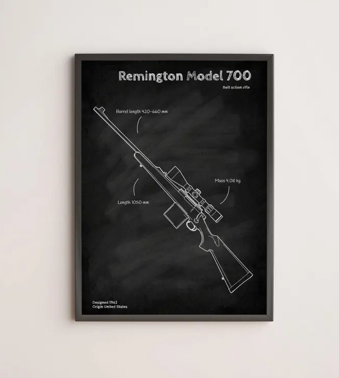 POSTER US Remington Model 700 rifle weapon blueprint Poster decor-8x12 ...