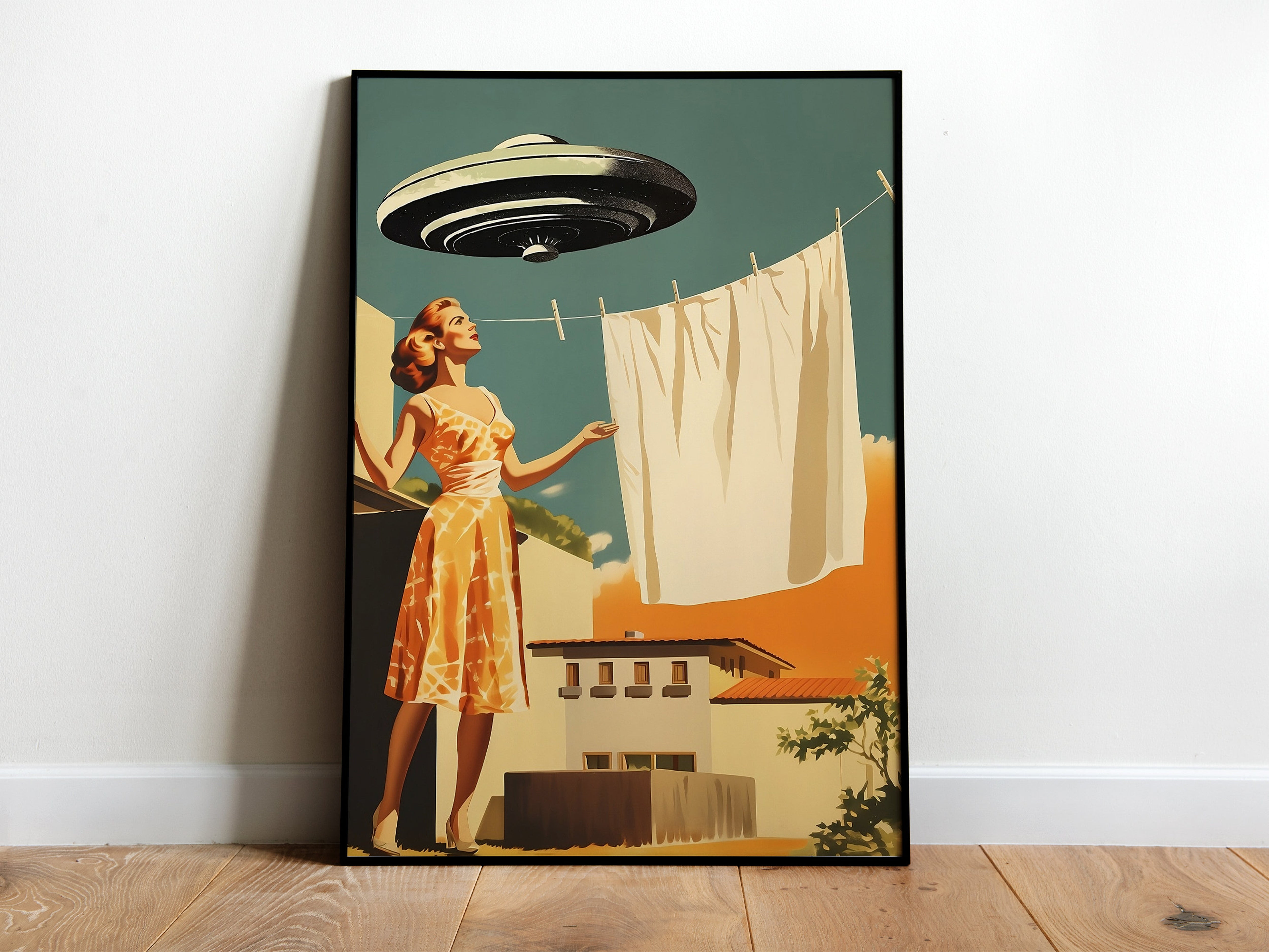 POSTER Ufo Poster Laundry Room Art Retro Alien Art UFO Wall Art Funny ...