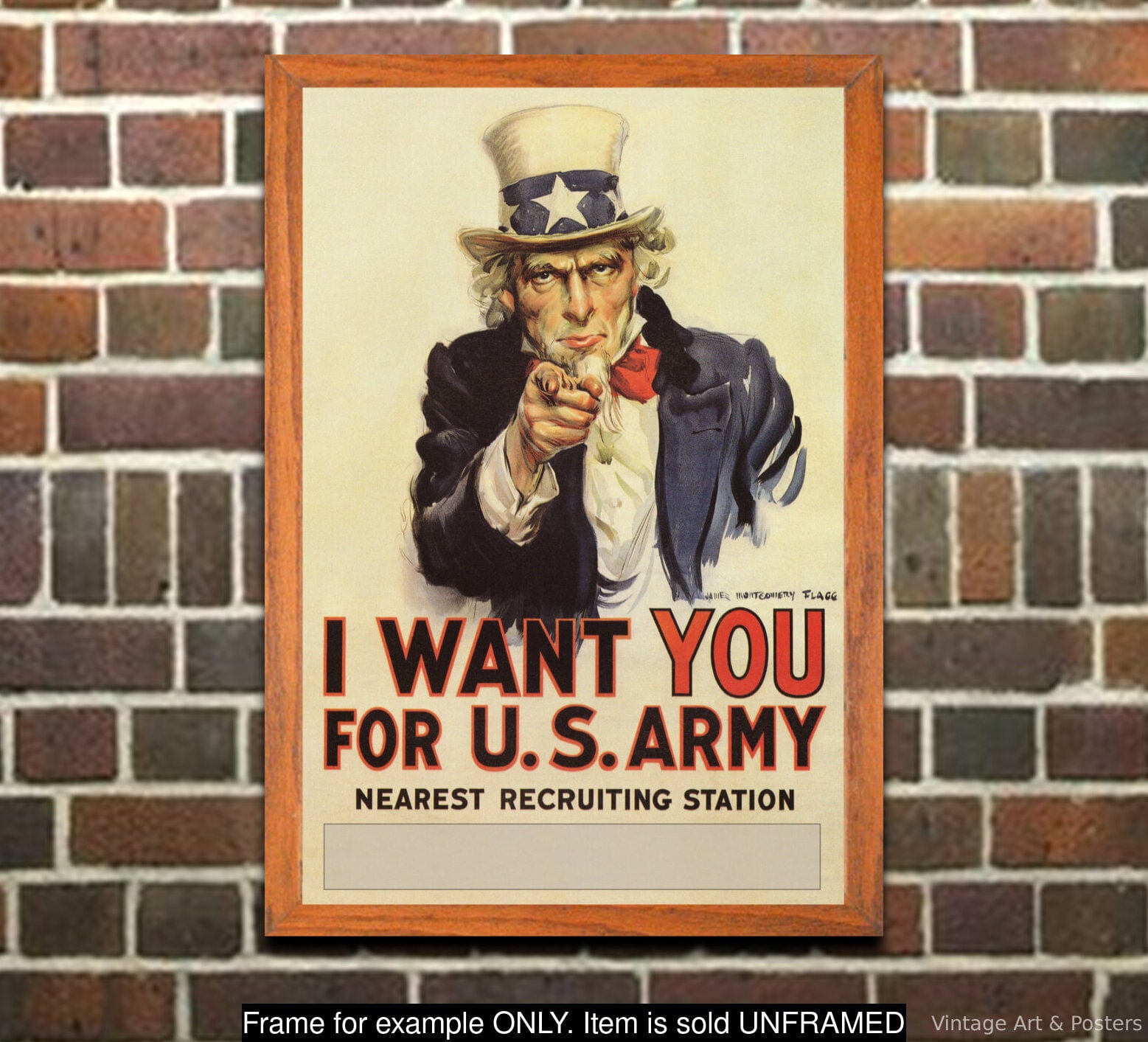 POSTER Uncle Sam I Want You Vintage WWI US Recruiting Poster Propaganda ...
