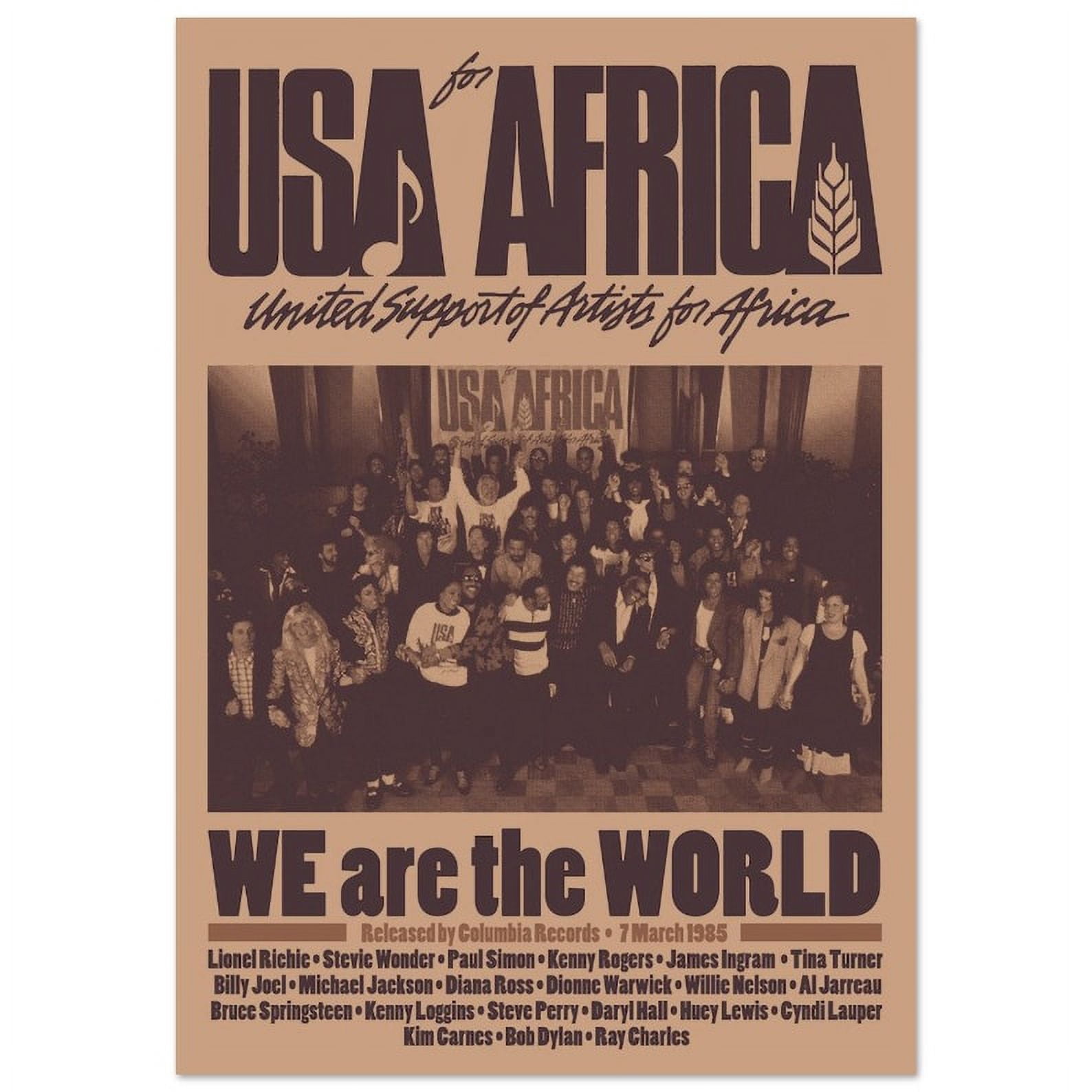 POSTER Usa for Africa We are the World Vintage Classic Poster-UNFRAMED ...