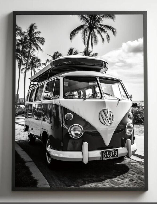 POSTER VW Bus Black And White Photography, VW Bulli Poster-24x36 ...
