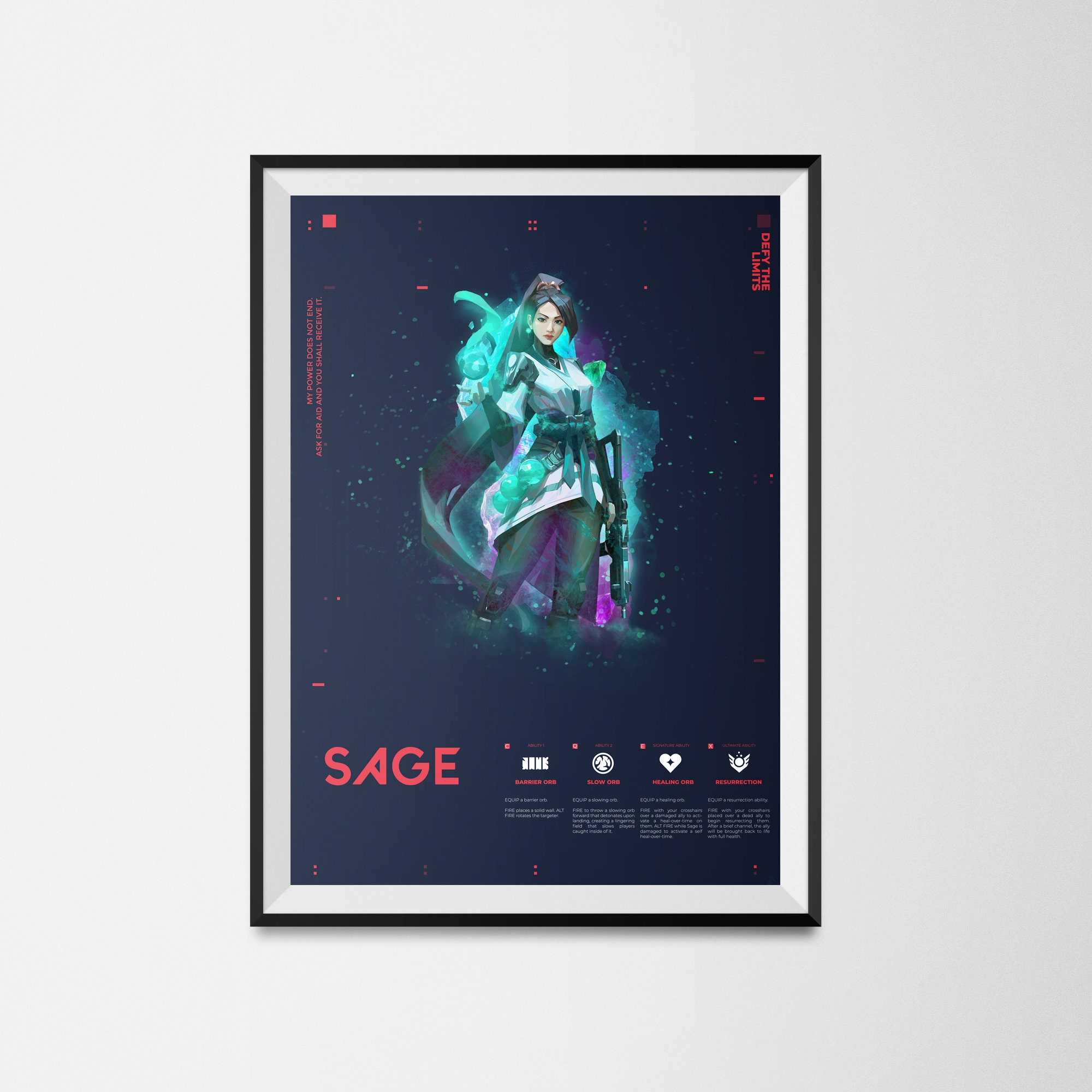 POSTER Valorant Inspired Sage Agent Gaming poster Infographics Twitch ...