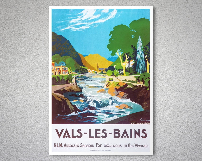 POSTER Vals Les Bains Travel Poster, 1930 - Poster Print, Sticker ...