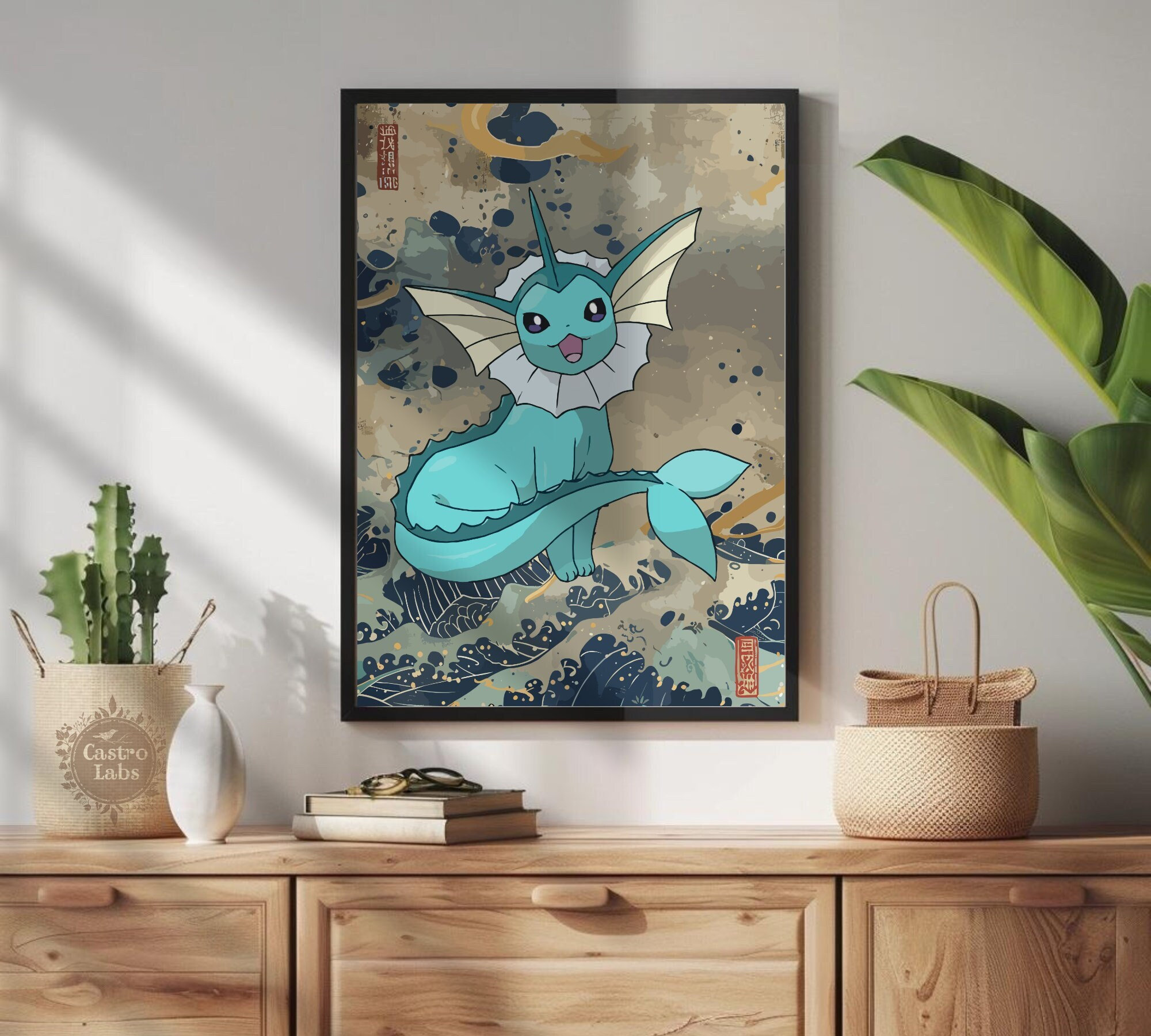 POSTER Vaporeon Poster: Japanese Style Pokemon Inspired Anime Artwork ...