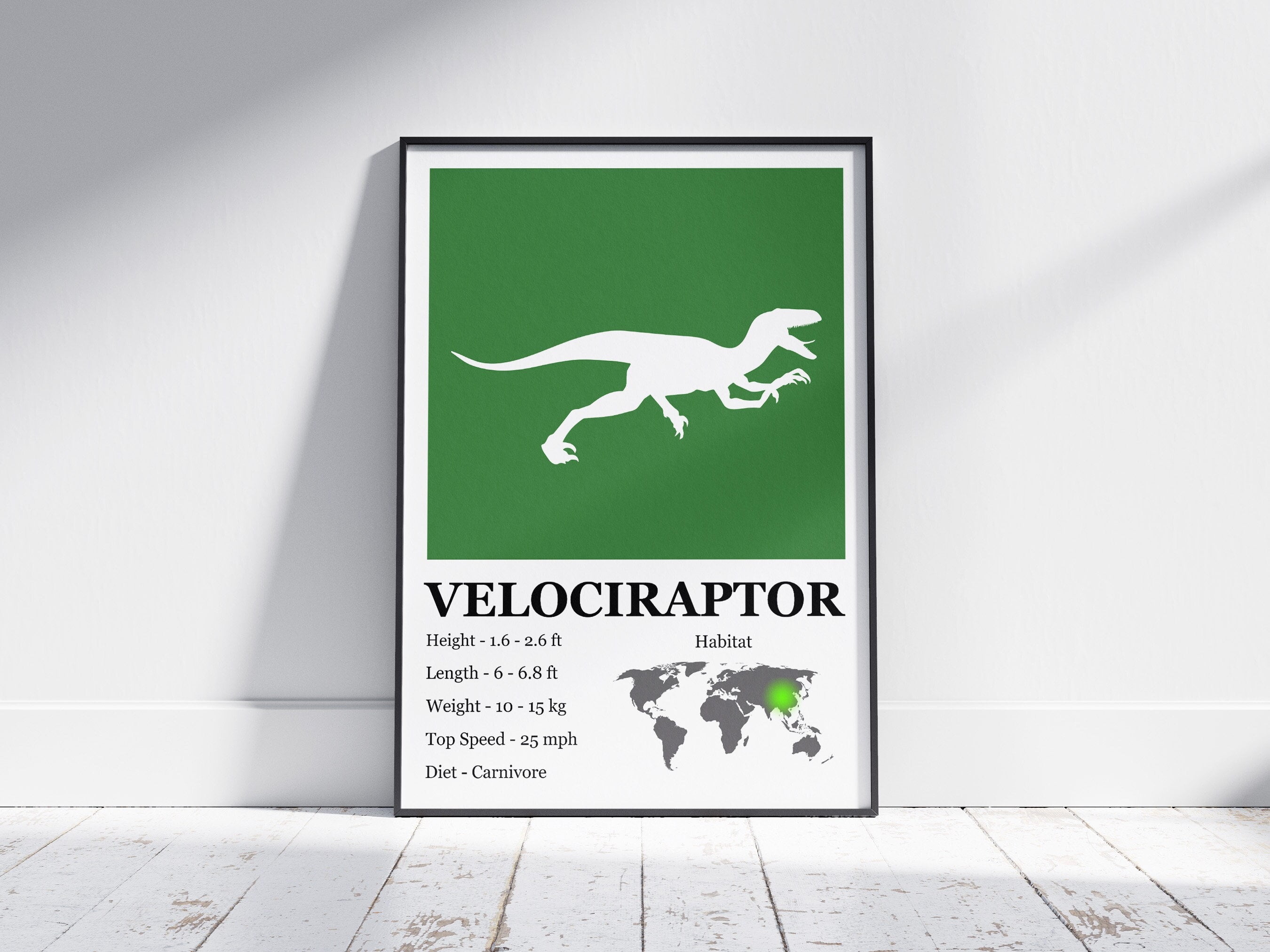 POSTER Velociraptor Print, Velociraptor Poster, Dinosaur Fact Sheet ...