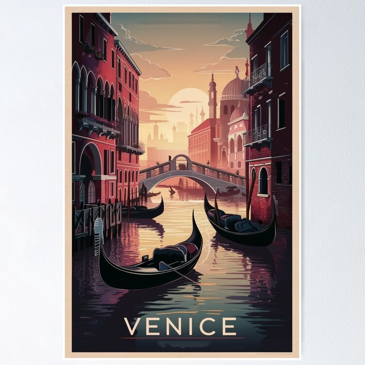 POSTER Venice Vintage Travel Poster Poster UNFRAMED, 24x36 - Walmart.com