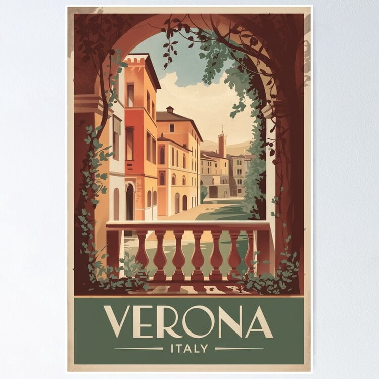POSTER Verona Vintage Travel Poster Poster UNFRAMED, 12x18 - Walmart.com