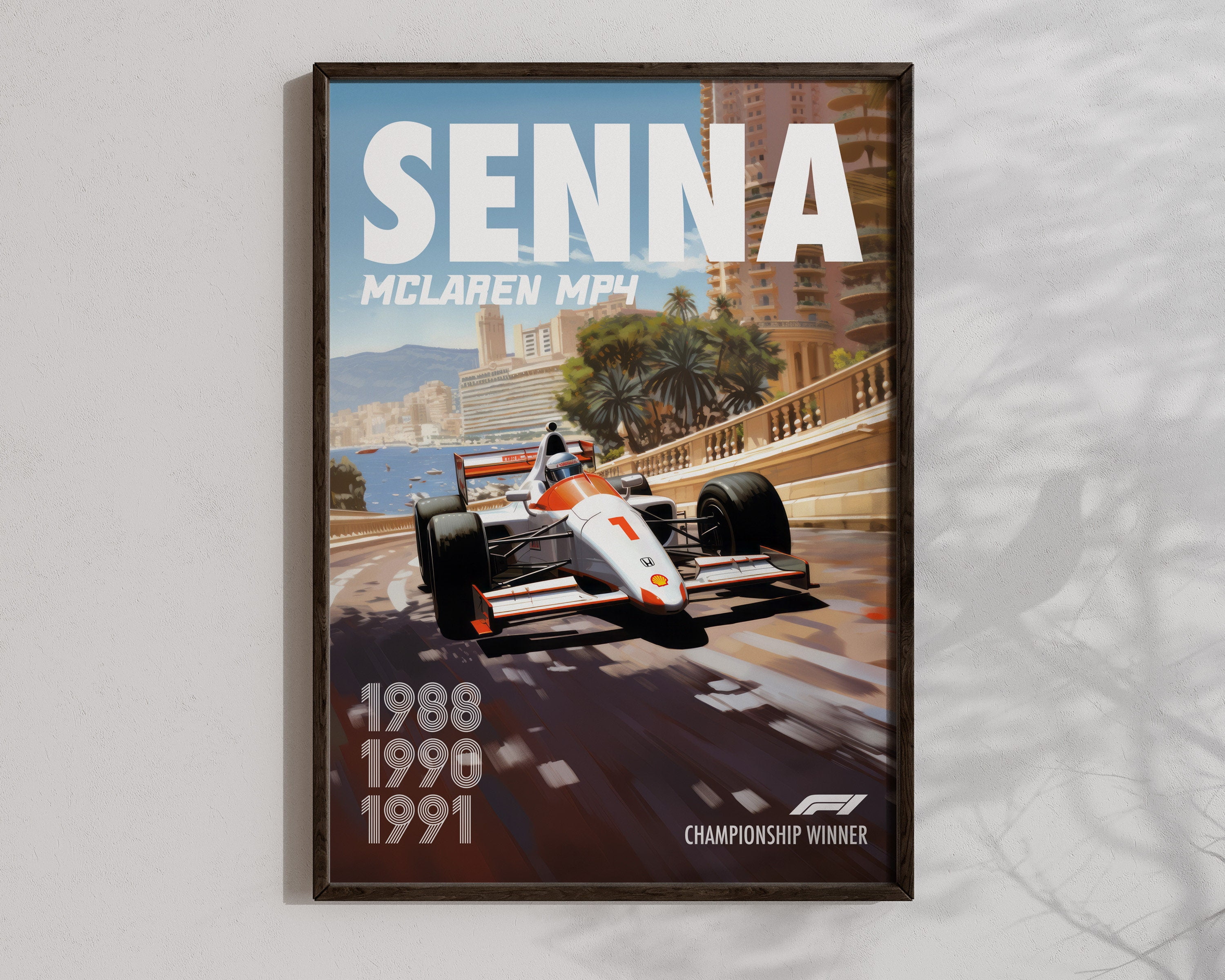 POSTER Vintage Ayrton Senna Poster Formula1 Race Car Wall Art Mclaren ...