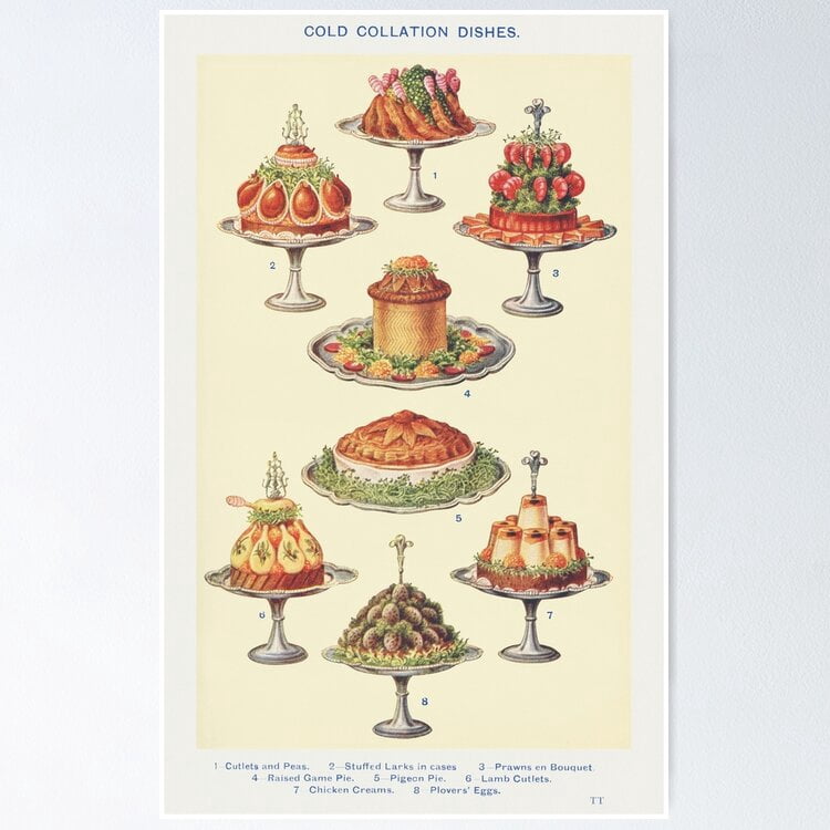 POSTER Vintage Cold Collation Dishes POSTER UNFRAMED, 8x12 - Walmart.com