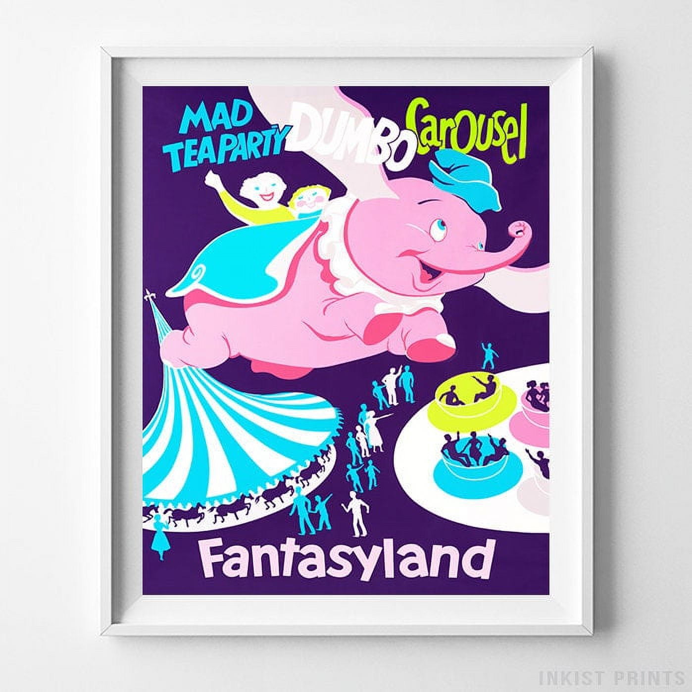 POSTER Vintage Disneyland, Dumbo Carousel, Disneyland Poster ...