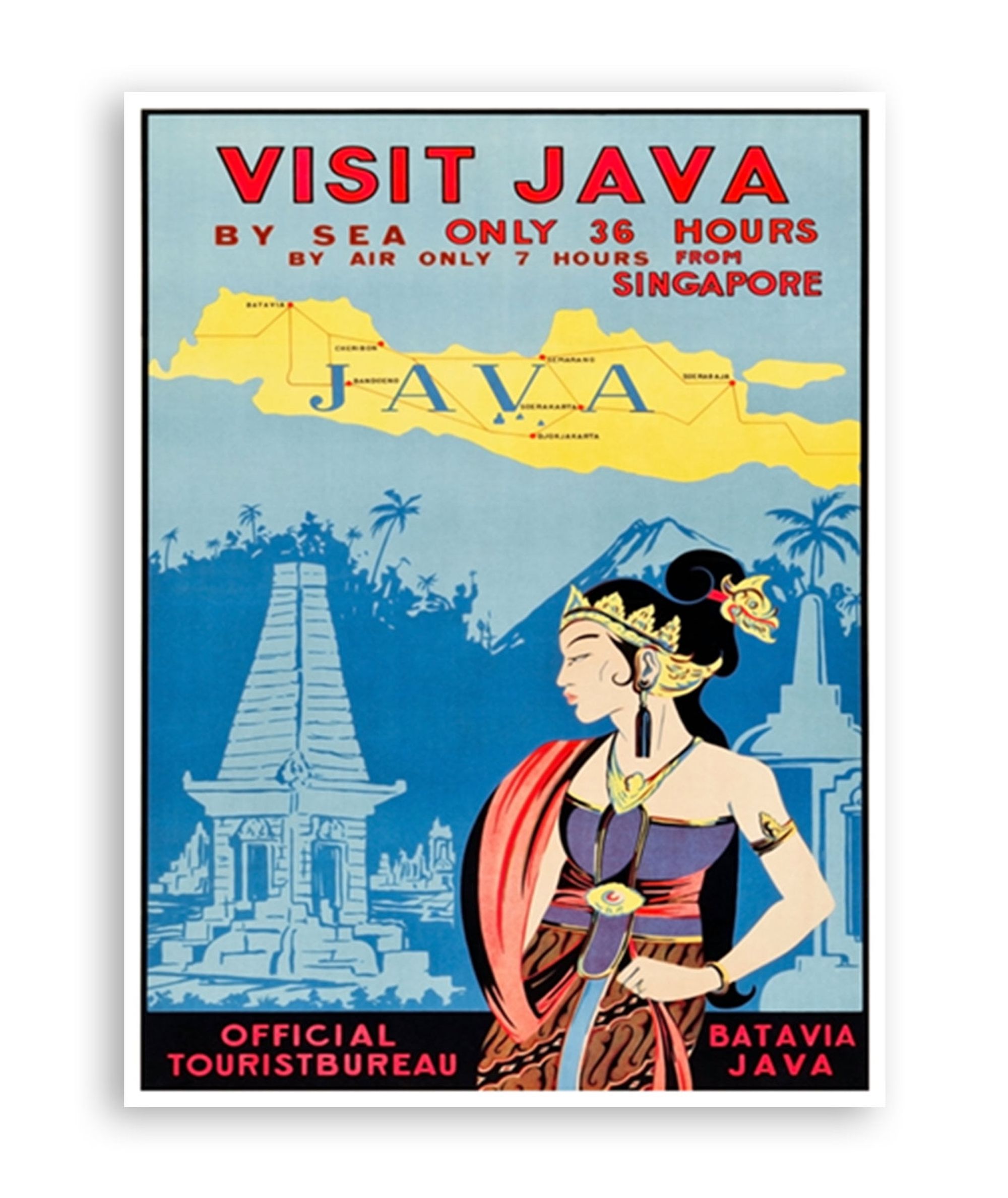 POSTER Vintage Java Art Indonesia Print Travel Poster Home Decor (XR1765)-UNFRAMED - Walmart.com
