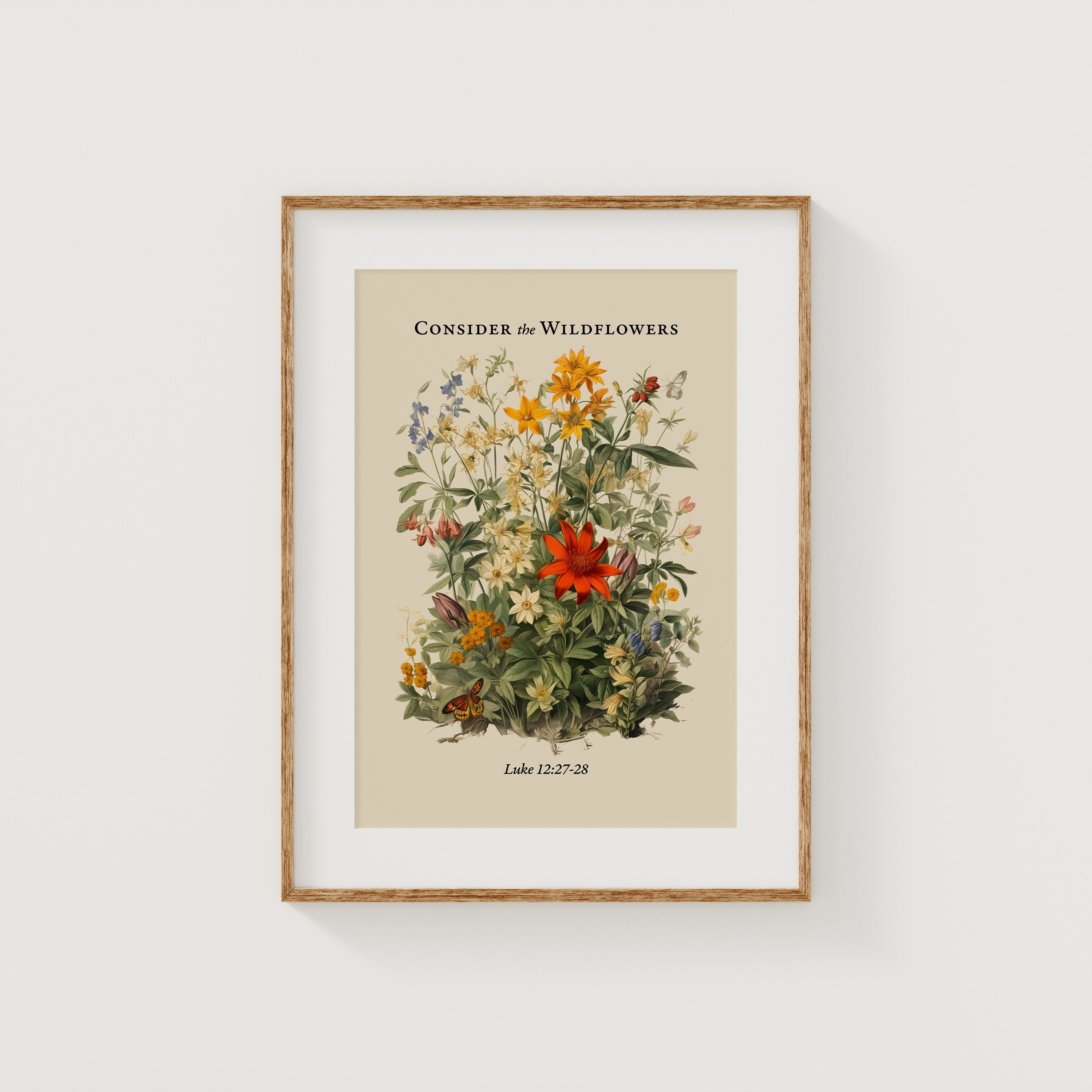 POSTER Vintage Luke 12 Christian Poster, Consider The Lilies, Wall Art ...