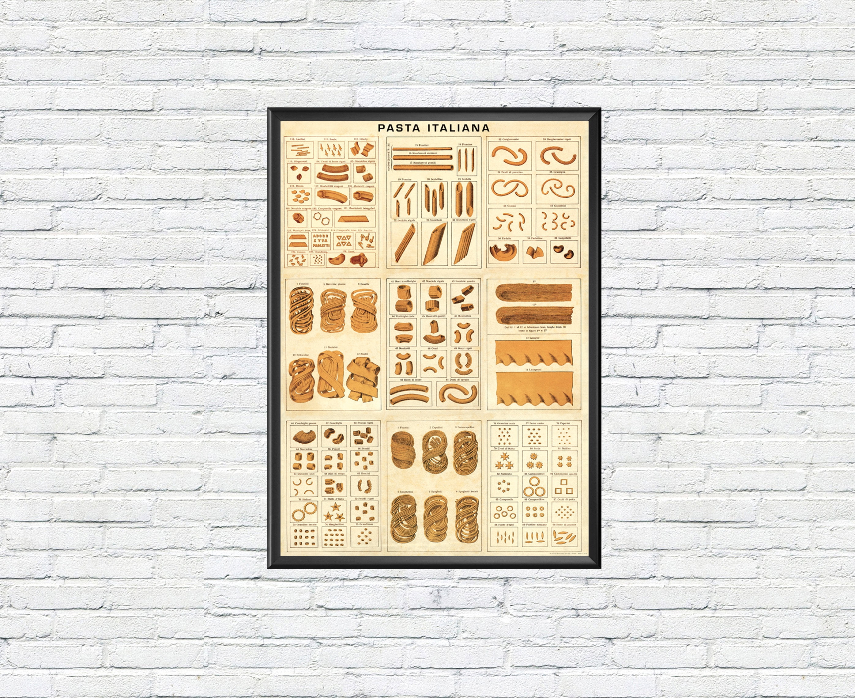 POSTER Vintage Pasta Italiana Poster, Retro Kitchen Wall Decor, Antique ...