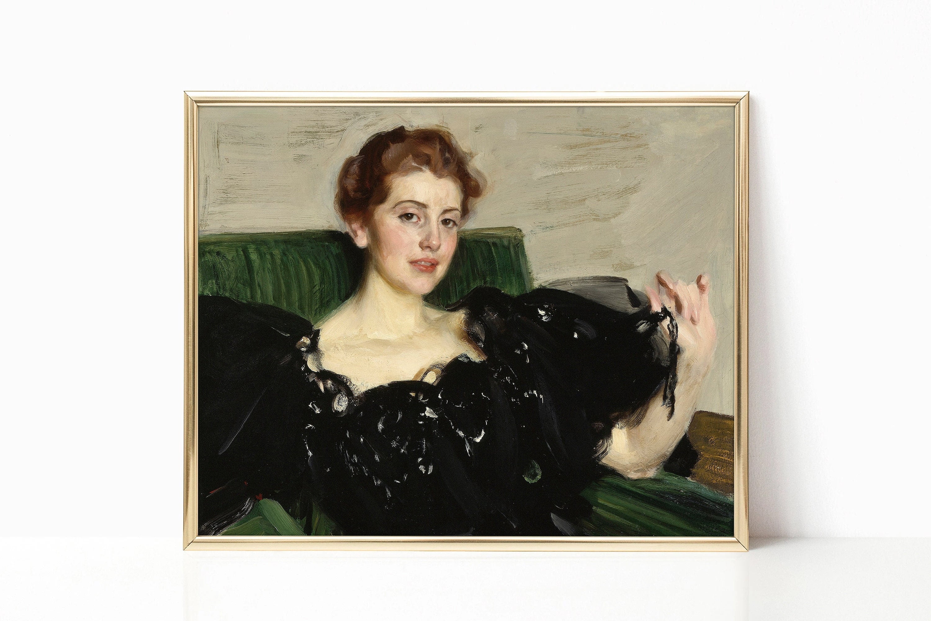 POSTER Vintage Portrait Painting Victorian Woman in Black Dress Print ...