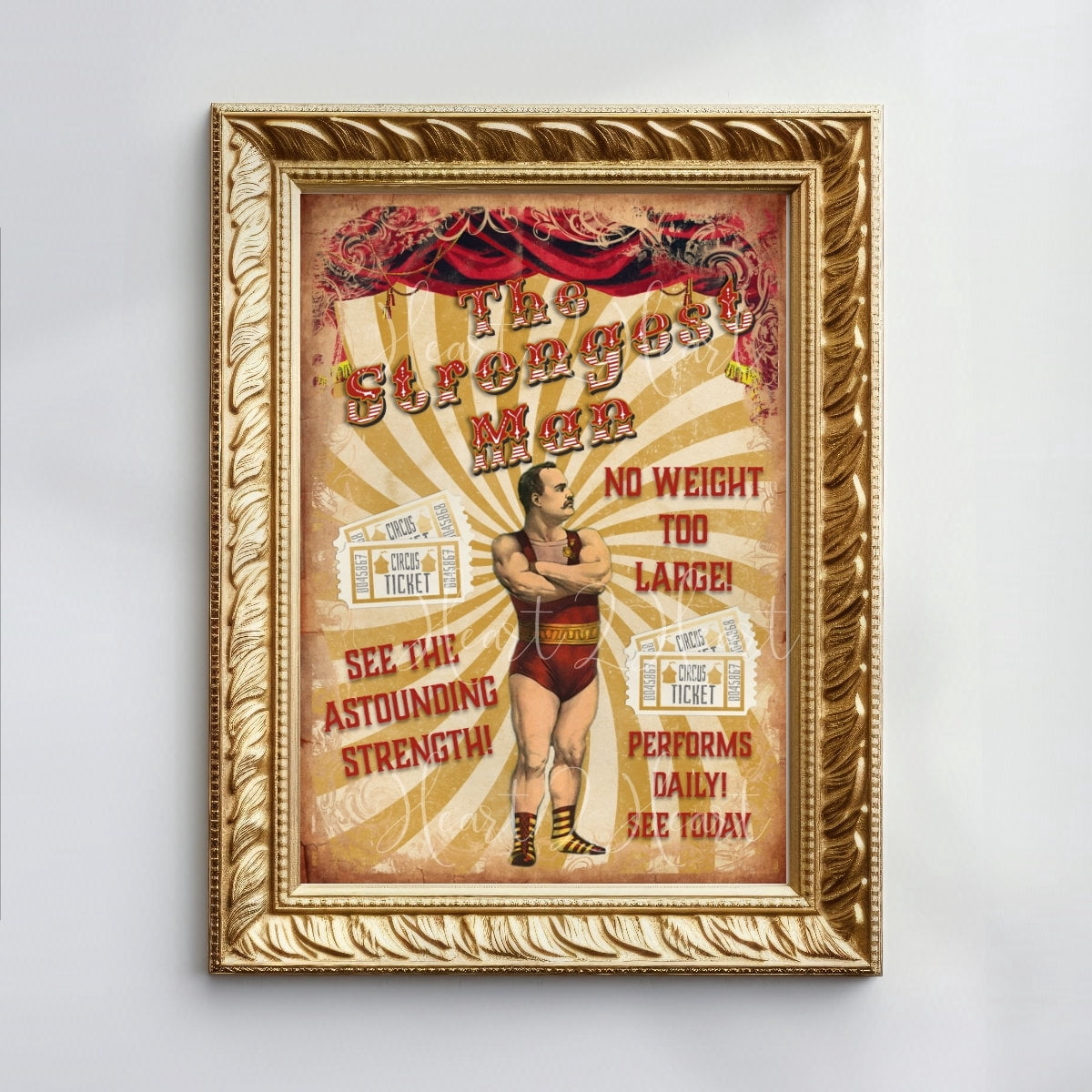 POSTER Vintage Style Circus Print | Strongman Poster | Carnival Wall ...