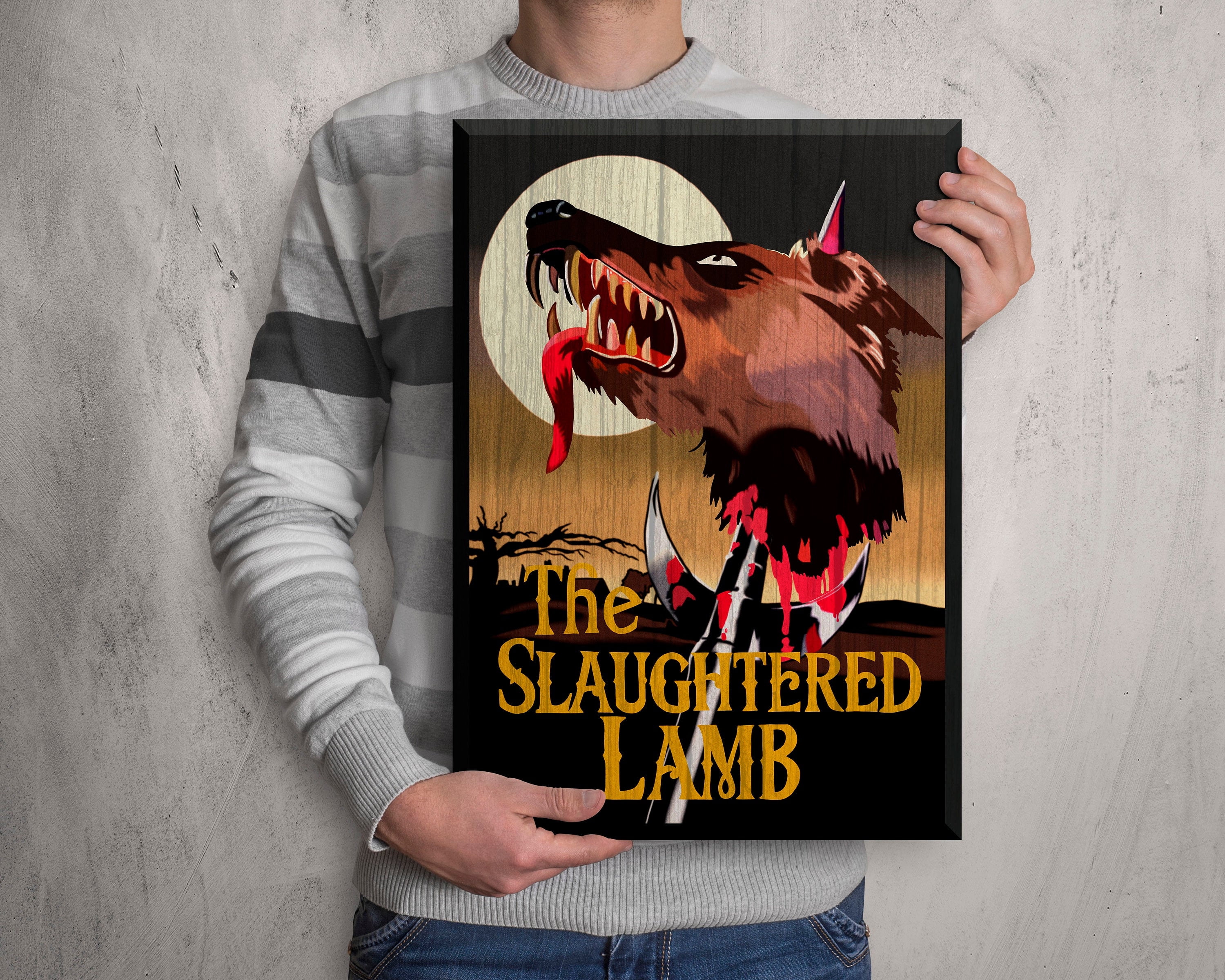 POSTER Vintage Style John Landis Inspired - Slaughtered Lamb Pub Sign ...