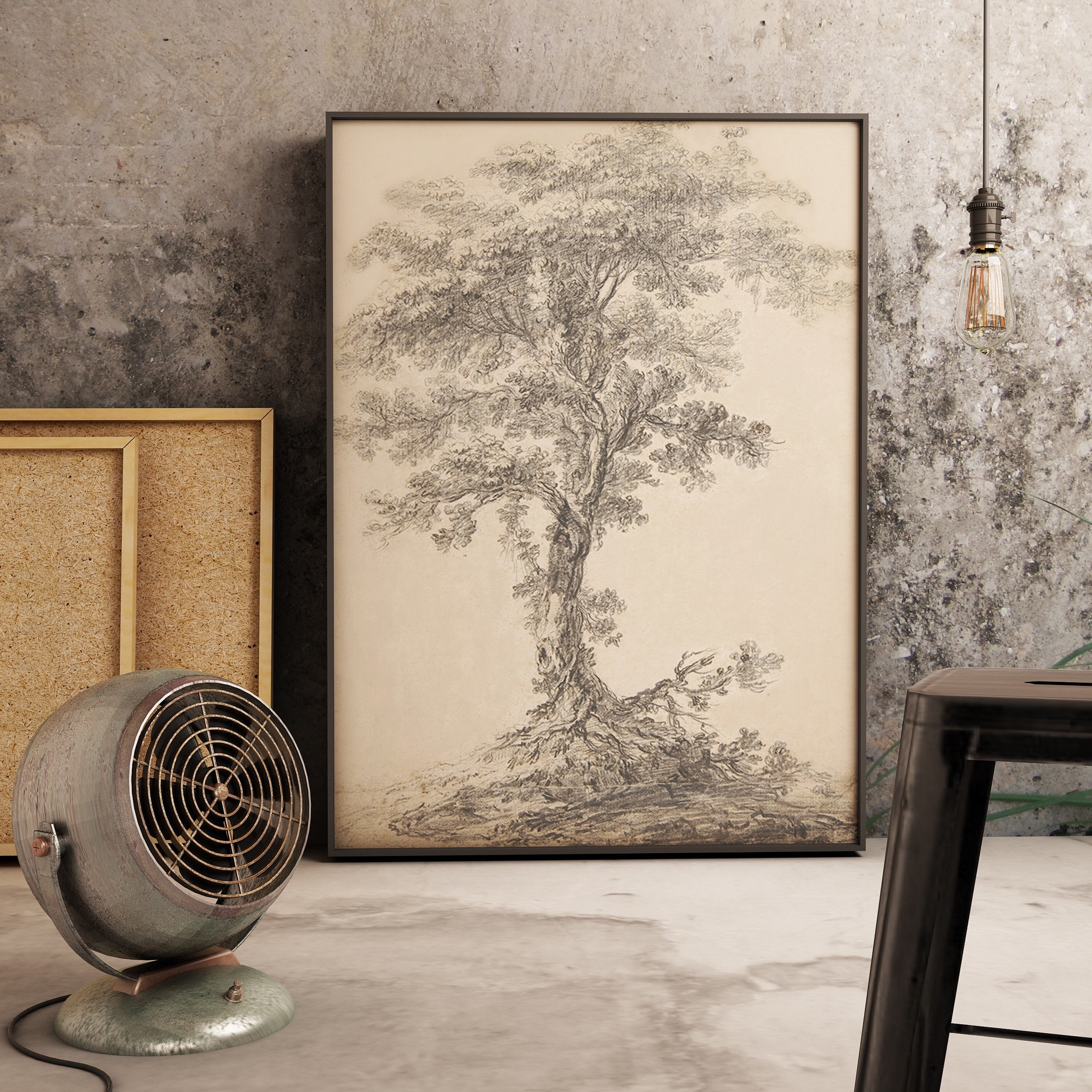 POSTER Vintage Tree Sketch, Vintage Tree Print, Antique Sketch, Pencil ...
