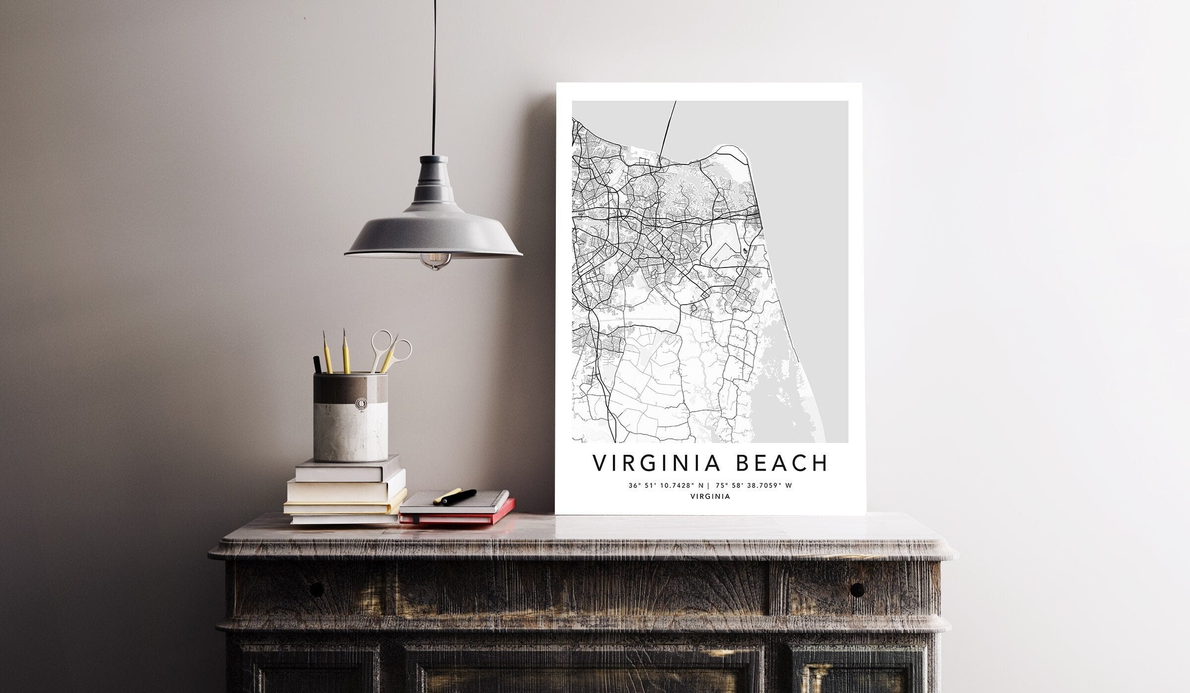 POSTER Virginia Beach Map Print Wall Art Poster United States Map Print ...