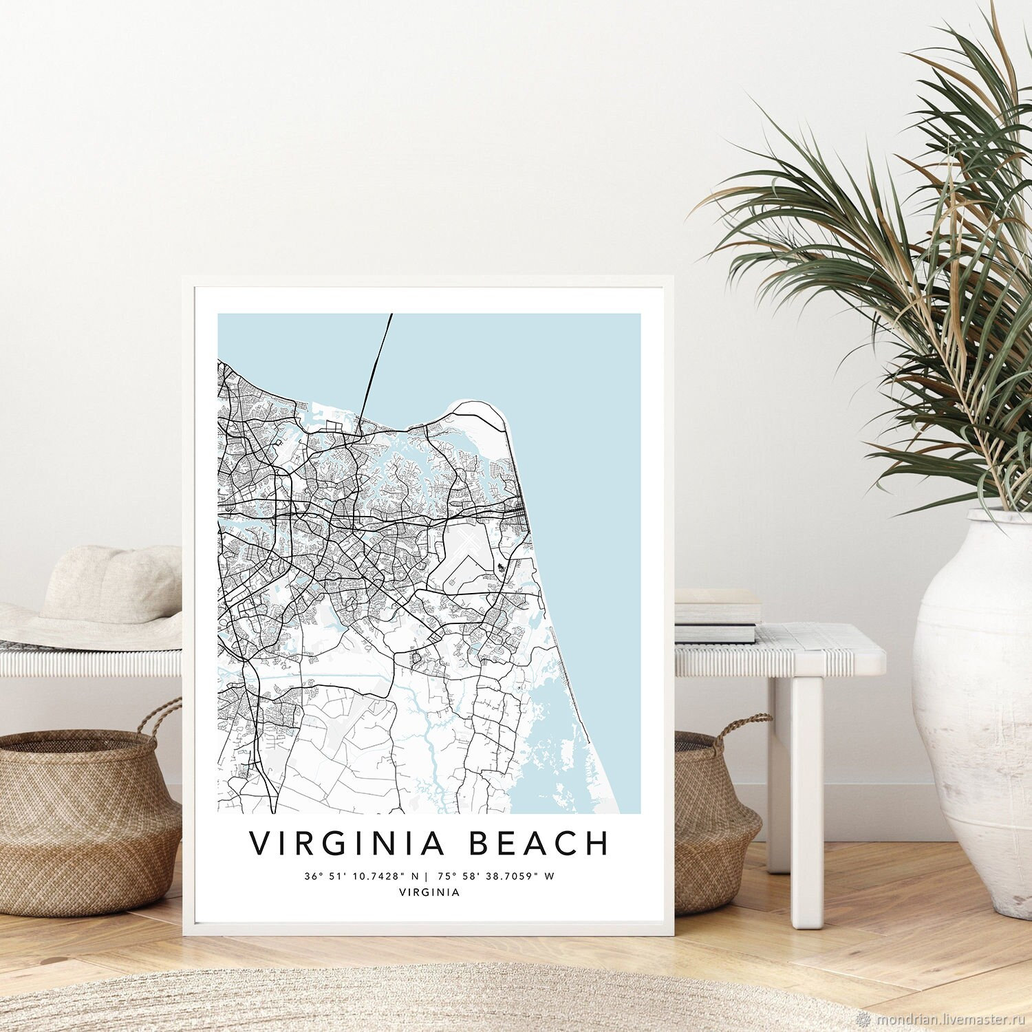 POSTER Virginia Beach Map Print Wall Art Poster United States Map Print ...