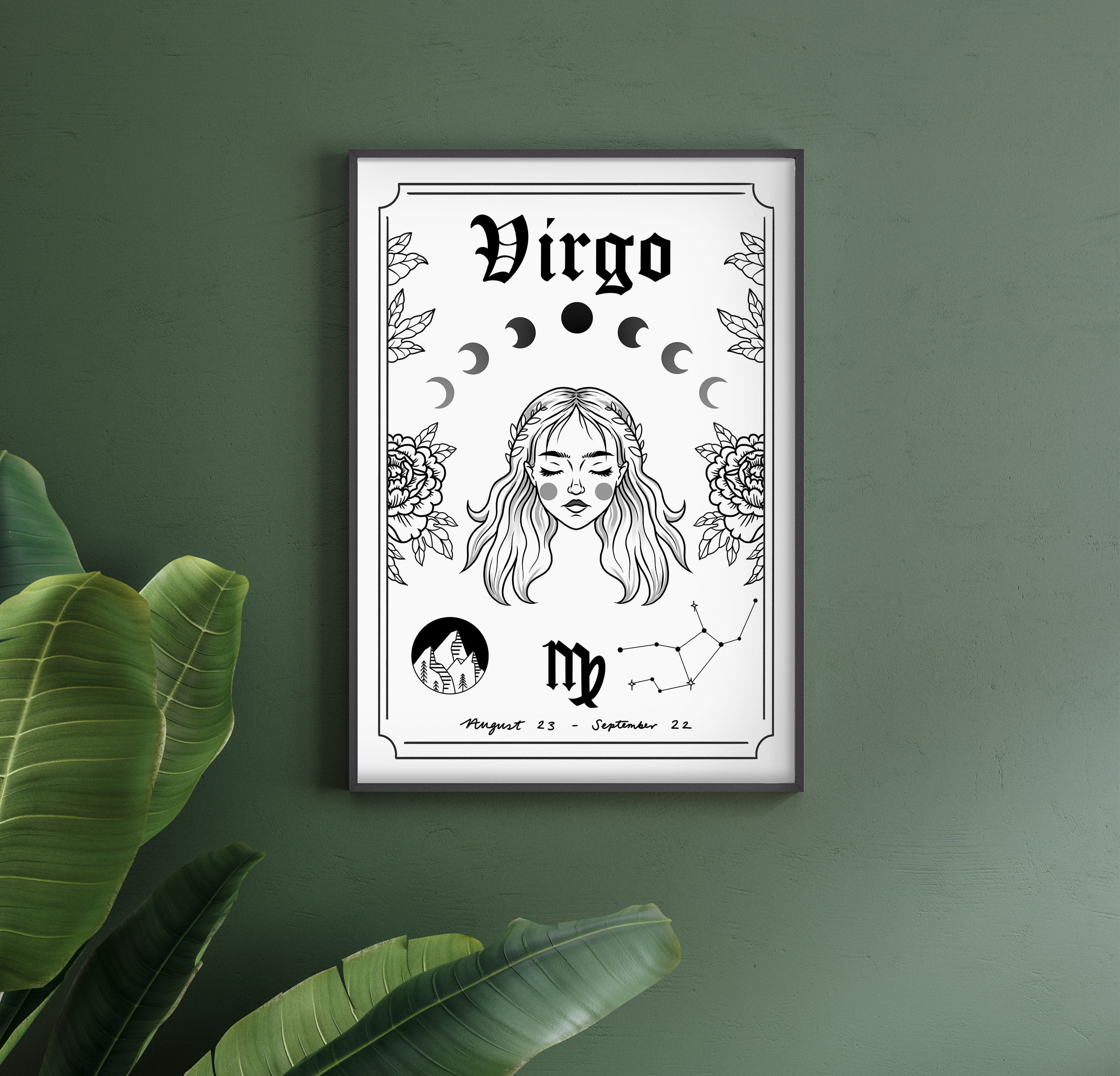 POSTER Virgo Zodiac Astrology Art Print | A5 A4 A3 | Earth Star Sign | Unique Gift | Maiden ...