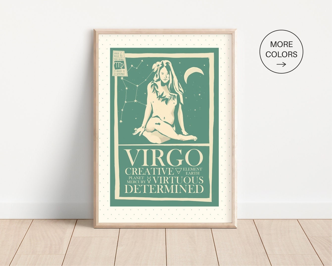 POSTER Virgo poster, Zodiac print, Sage green wall art-UNFRAMED ...