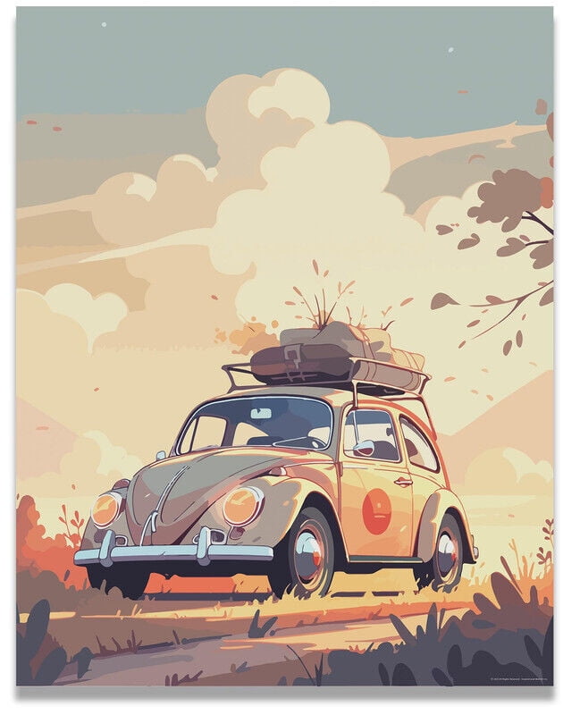 POSTER Volkswagen Poster Vintage Beach Van Beetle Surf Prints Art-8x12 ...