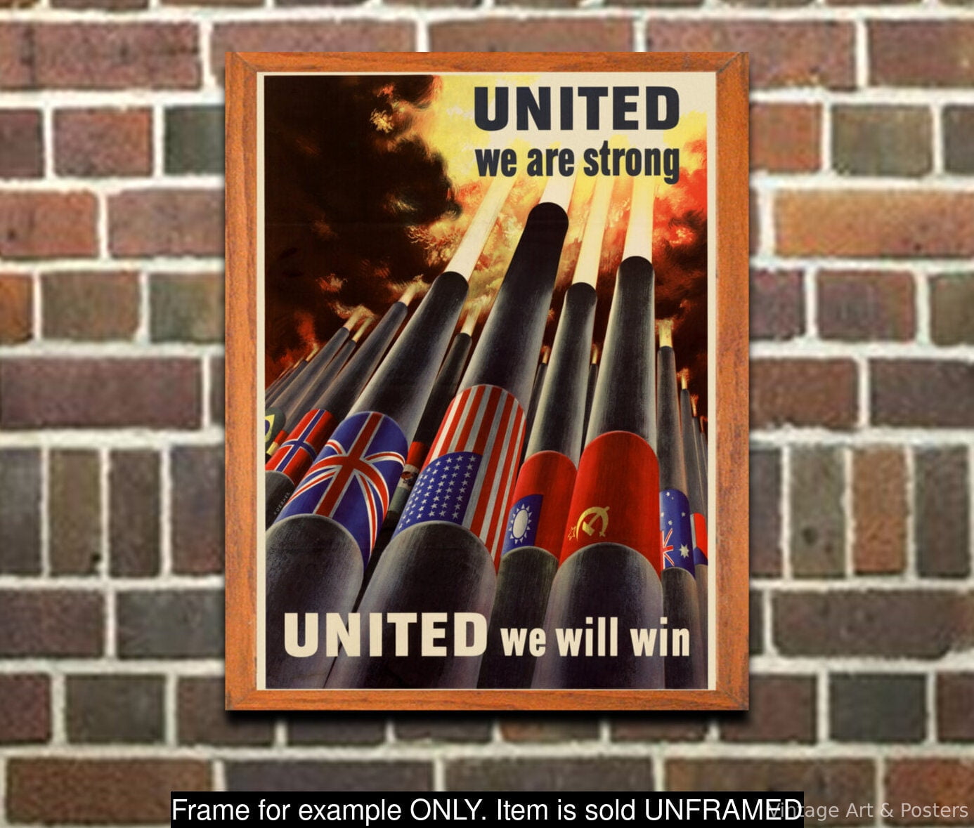 POSTER WWII Propaganda Poster United We Are Strong World War II Vintage ...