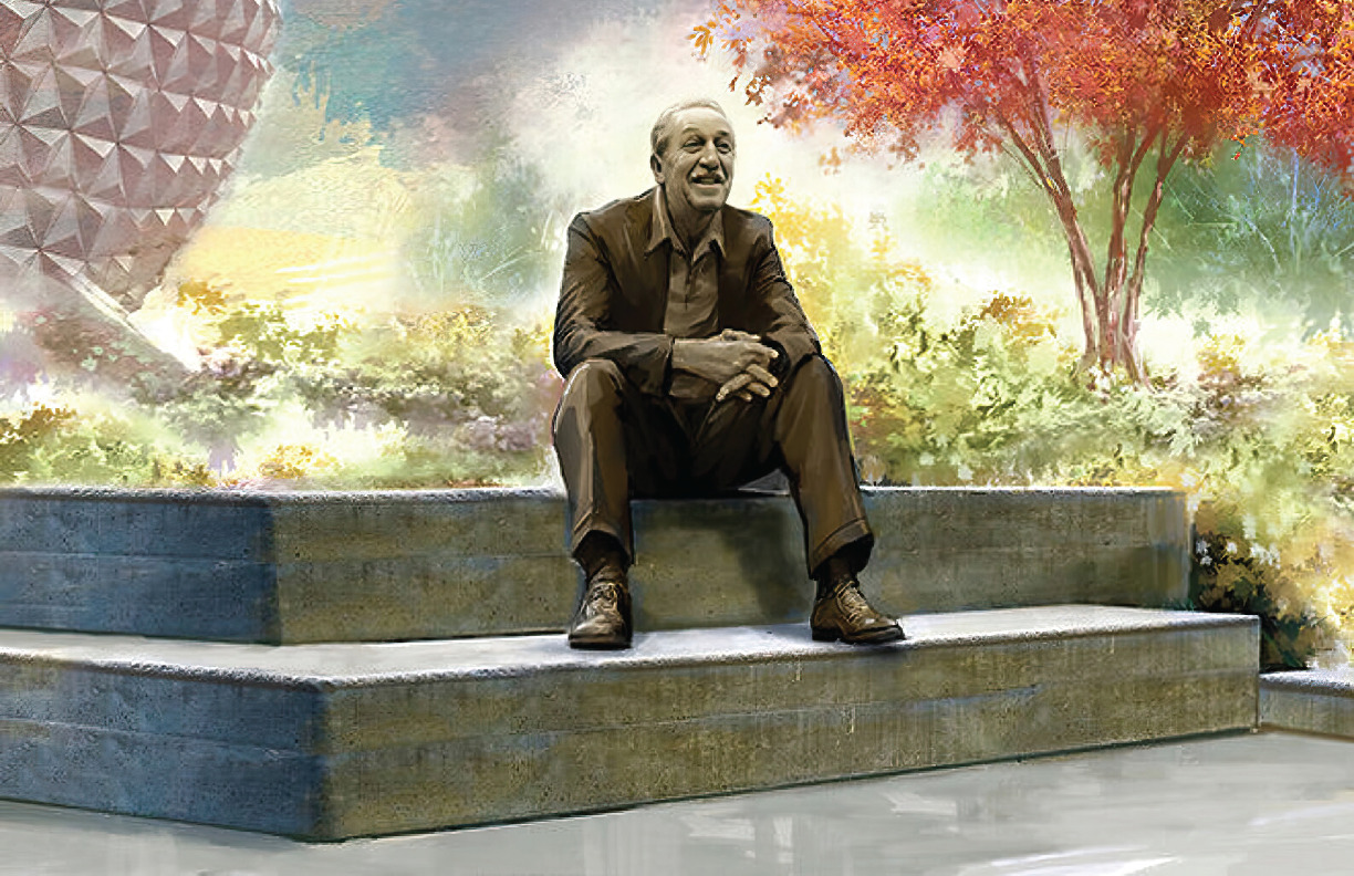 POSTER Walt Disney World Epcot Spaceship Earth Steps Statue Concept ...