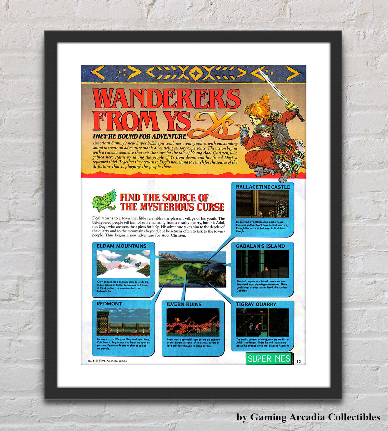 POSTER Wanderers From Ys III Super Nintendo SNES Poster-8x12-UNFRAMED ...