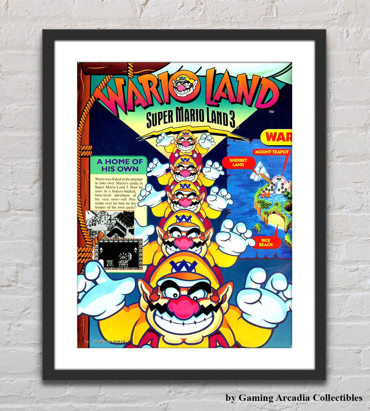 POSTER Wario Land Super Mario Land 3 Game Boy GB Poster-12x18-UNFRAMED ...