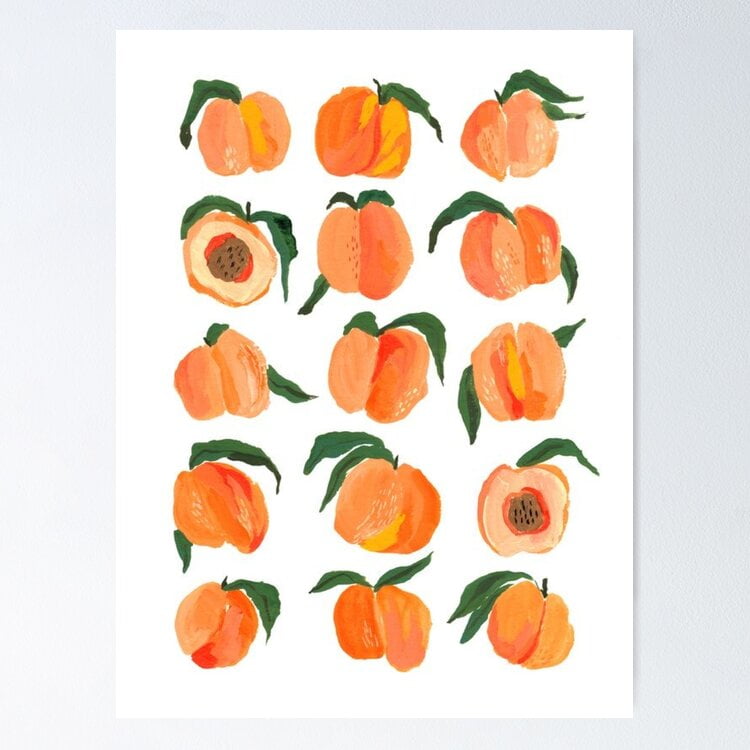 POSTER Watercolor PEACH, PEACHES PRINT, diy peach art, just peachy ...