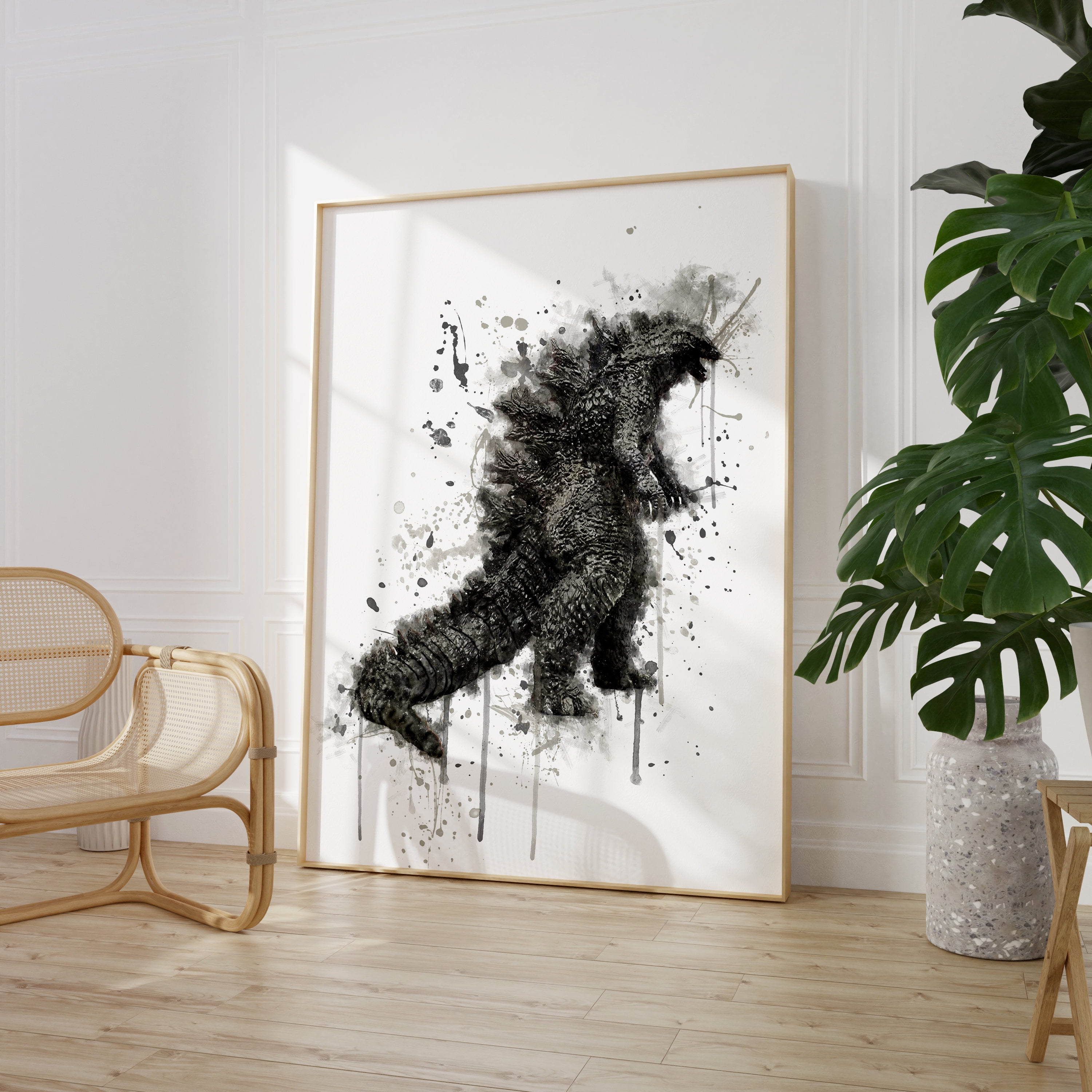 POSTER Watercolour Splash Godzilla Print Poster File Gifts Home ...
