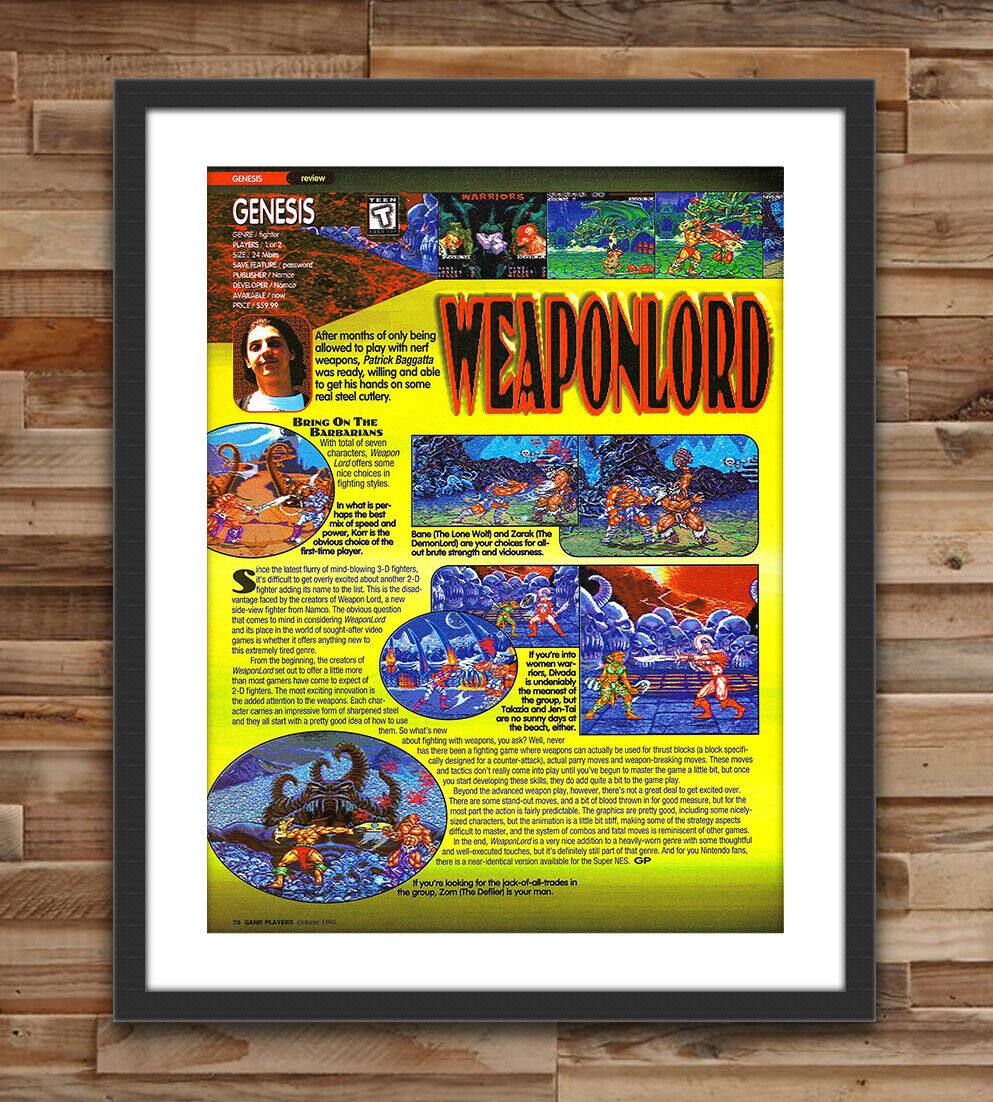 POSTER Weaponlord Sega Genesis Glossy Review Poster Unframed-8x12 ...