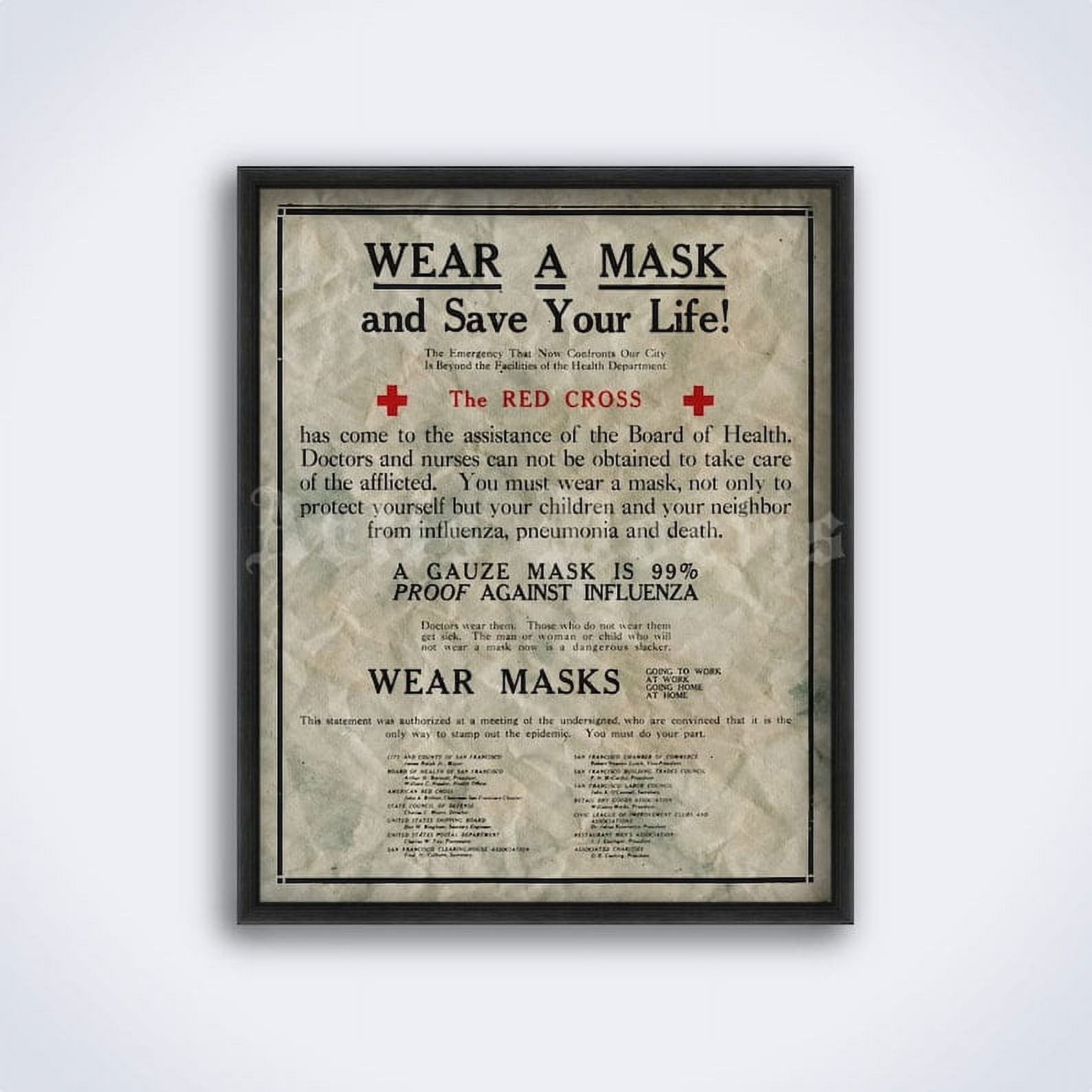 POSTER Wear a Mask - vintage The Red Cross poster, medicine history ...